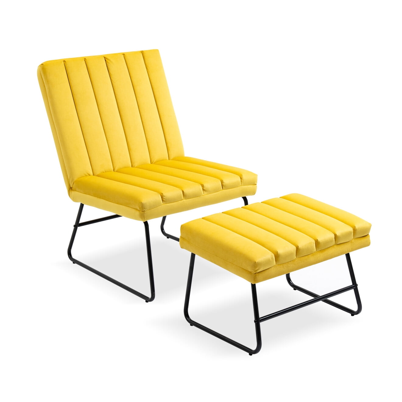 Living Room Lazy Lounge Chair with Ottoman & Adjustable Backrest ...