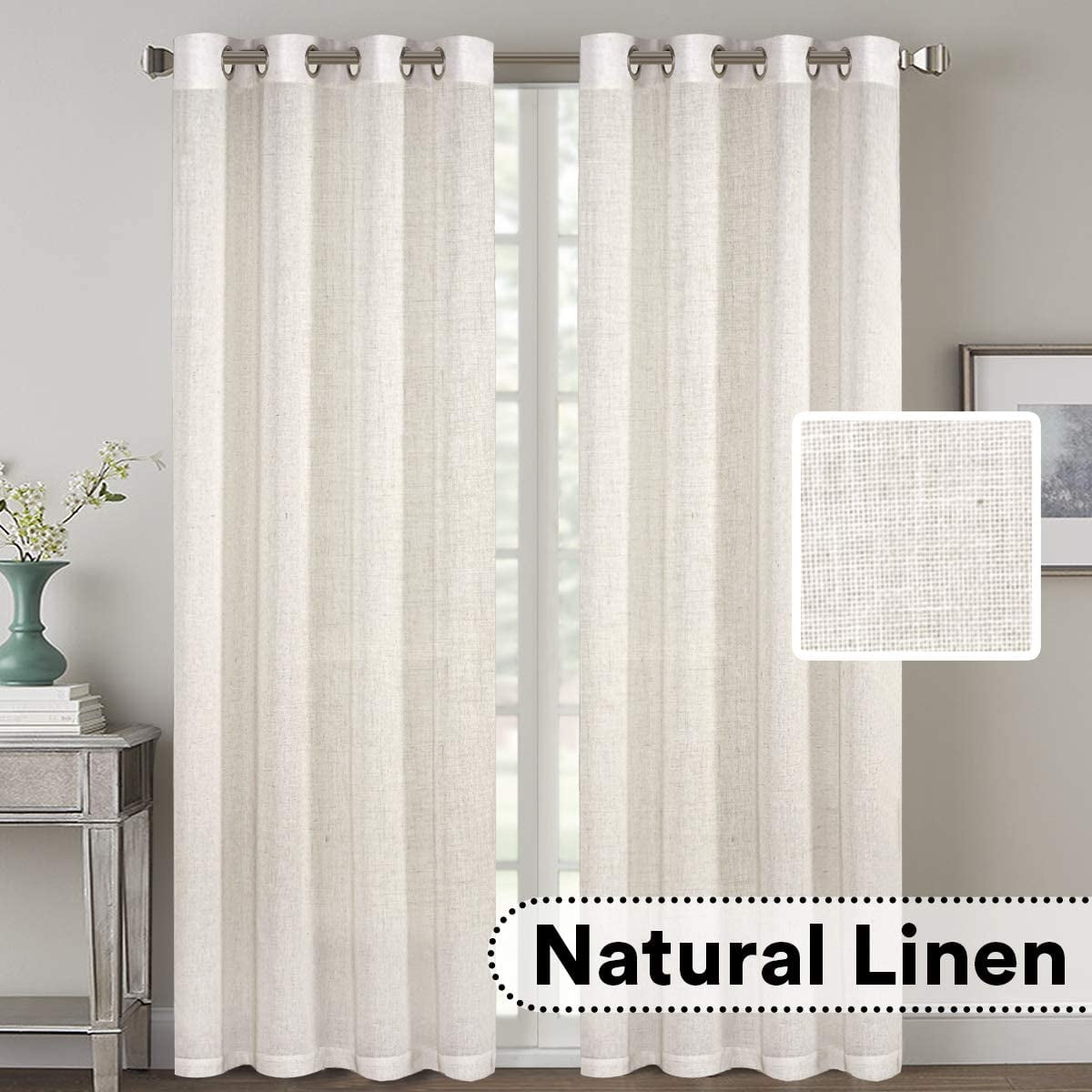 H.VERSAILTEX Linen Curtains, Energy Saving, Light Filtering, Nickel ...