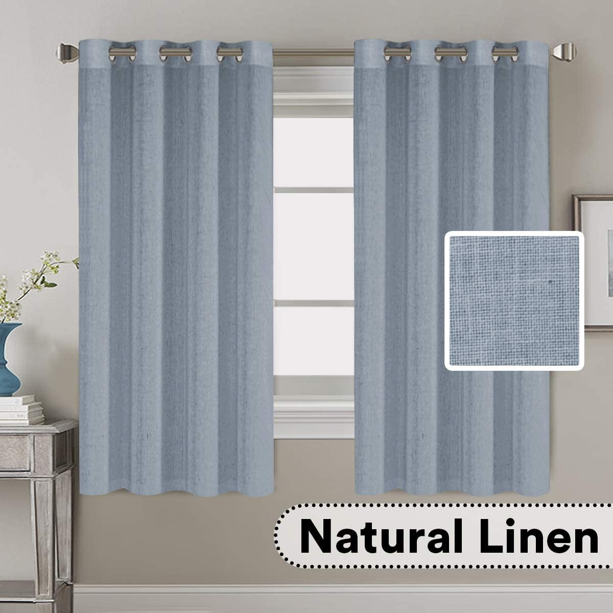Living Room Linen Curtains Home Decorative Nickel Grommet Curtains ...
