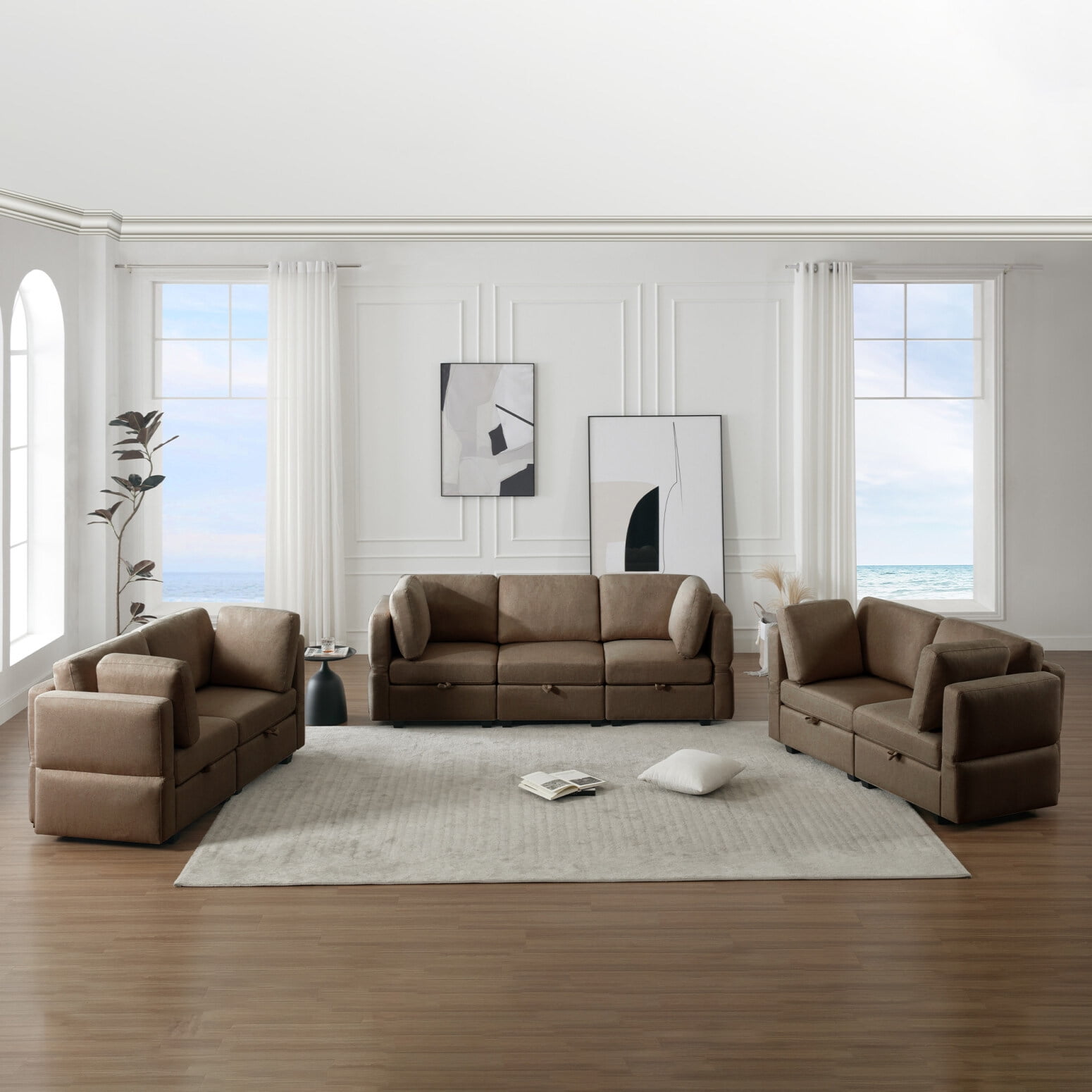 Living Room Modular Sectional Sofa with Under Seat Storage, Customizable Configurations for Any ...
