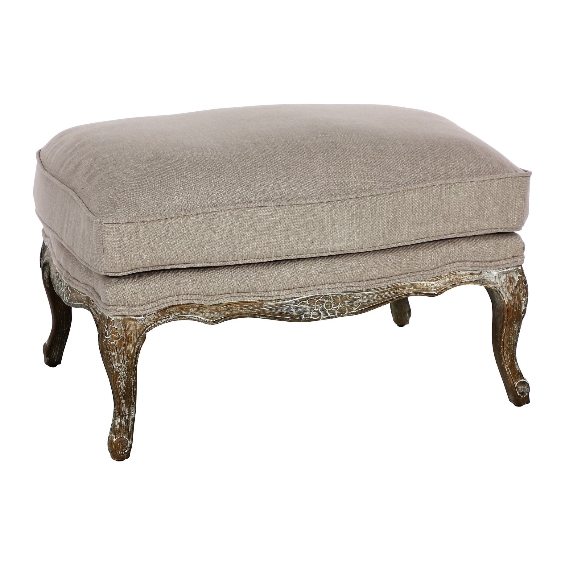 Living Room Ottoman with Natural Fabric | For Main Living Use | Solid ...