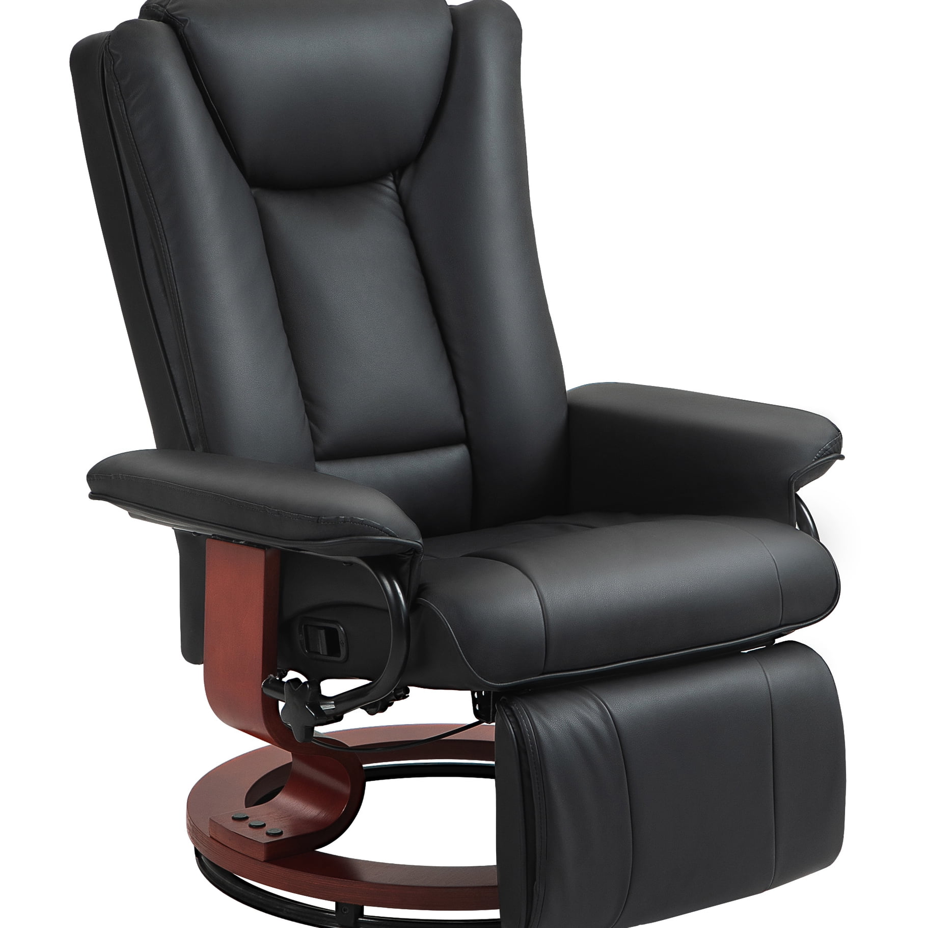 Living Room Recliner Chair Detail - Black Pu Leather, 360° Rotating ...