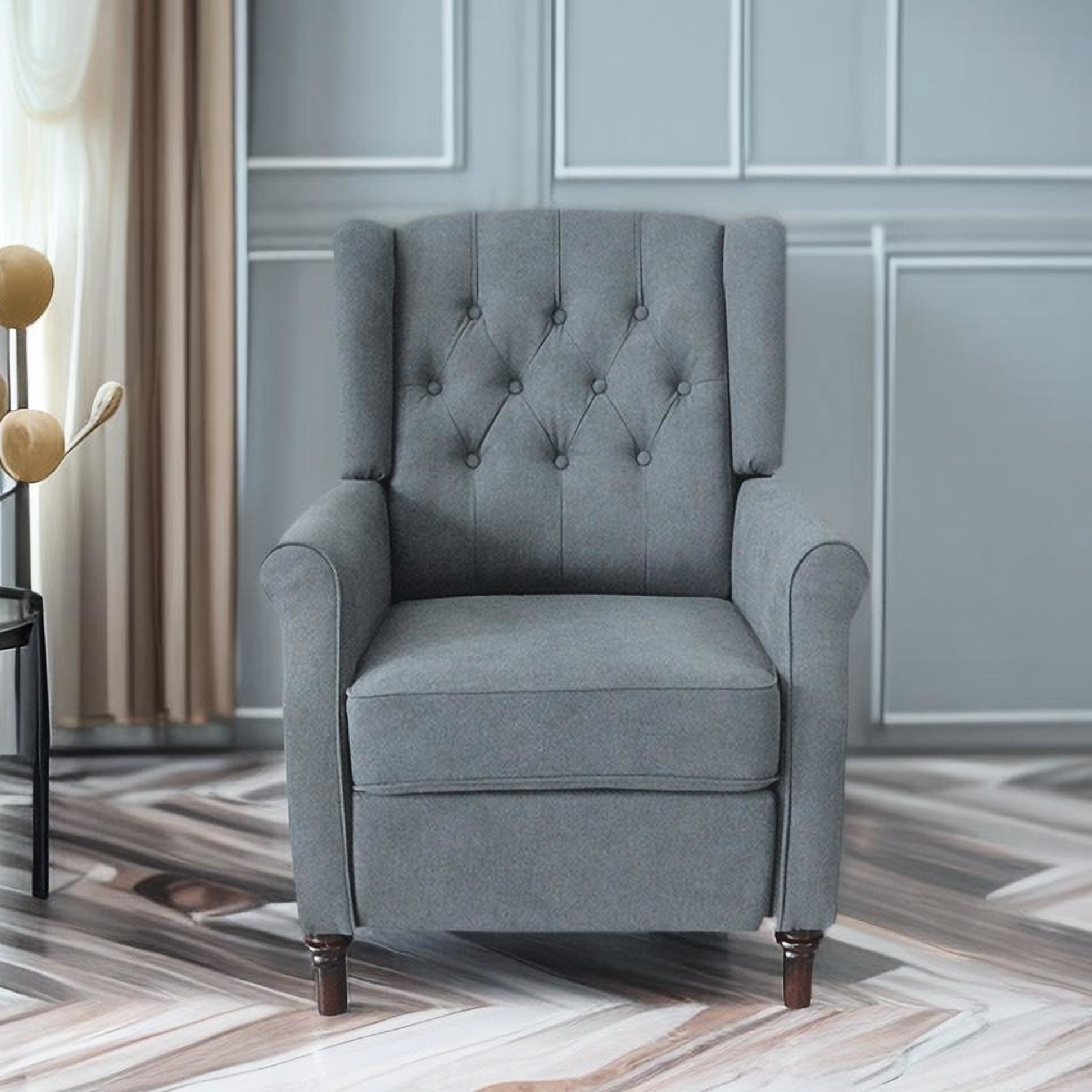 Living Room Recliner, Dark Gray, Foam Filler, Cushion Back Style High ...