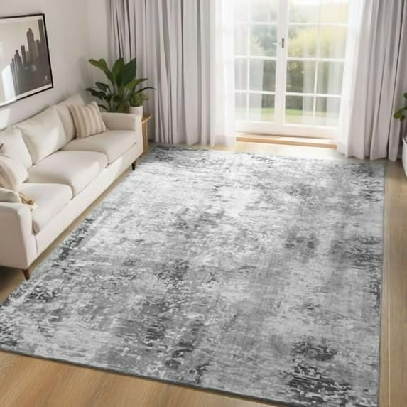Living Room Rug 5x7 Gray Area Rug Machine Washable Boho Rug Non Slip ...