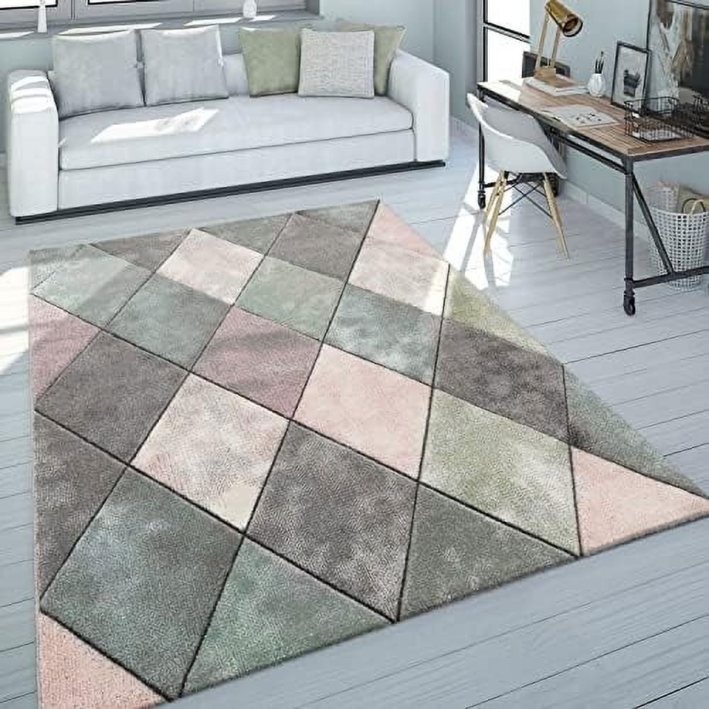 Living Room Rug Colorful Pastel Colours with Diamond Pattern in 3D ...