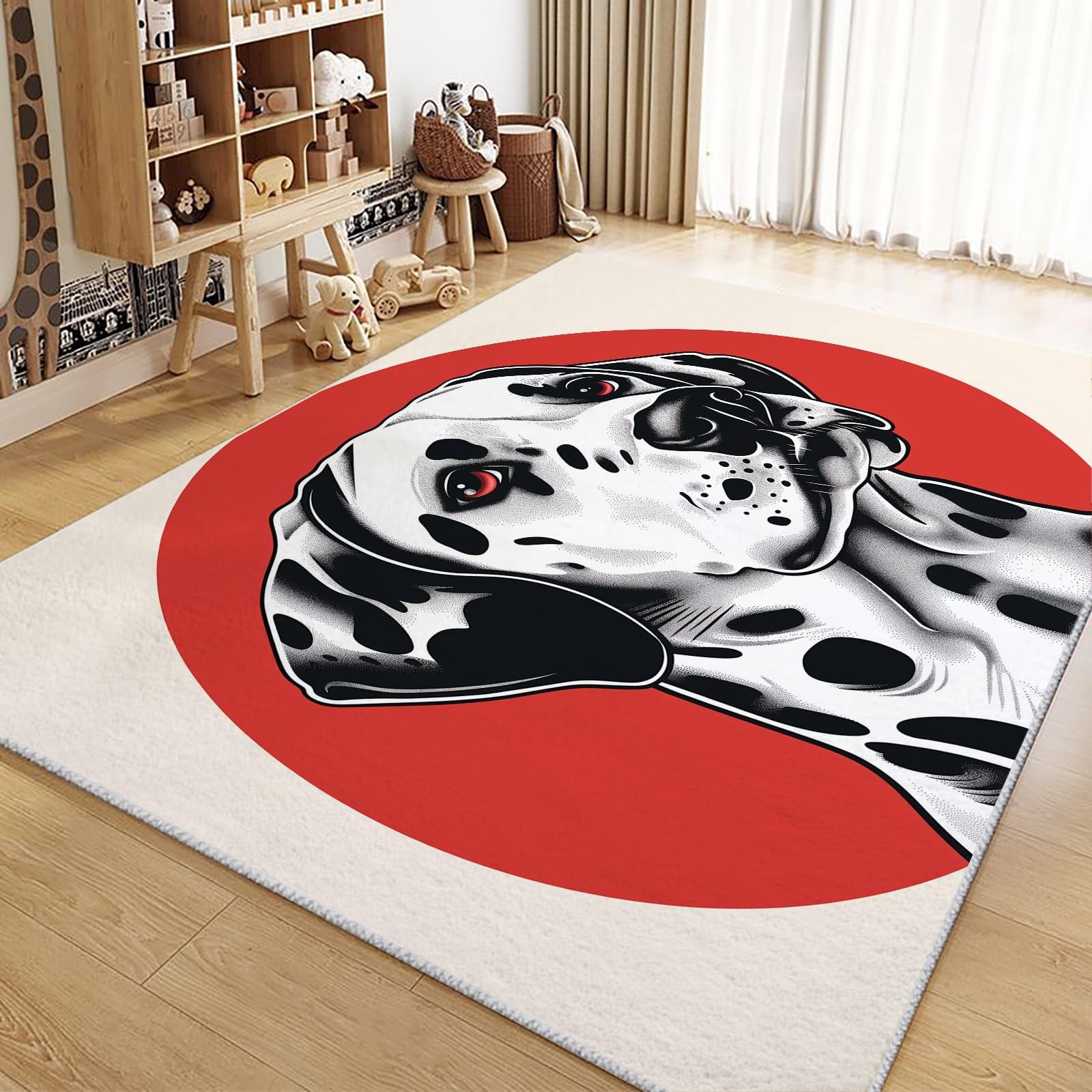 Living Room Rugs Non-Slip Carpet, Animal Portrait Dog Rug Machine ...