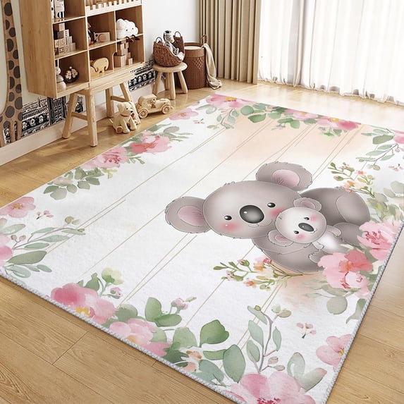 Living Room Rugs Non-Slip Carpet, Cartoon Animal Watercolor Koala Rug ...