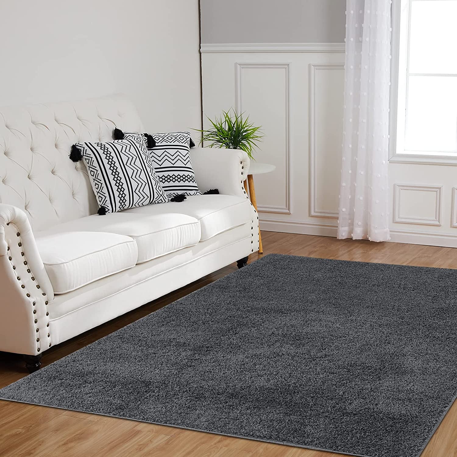 Living Room Shag Rug 11 x 15 Large Plush Area Rug Solid Shaggy Rug ...