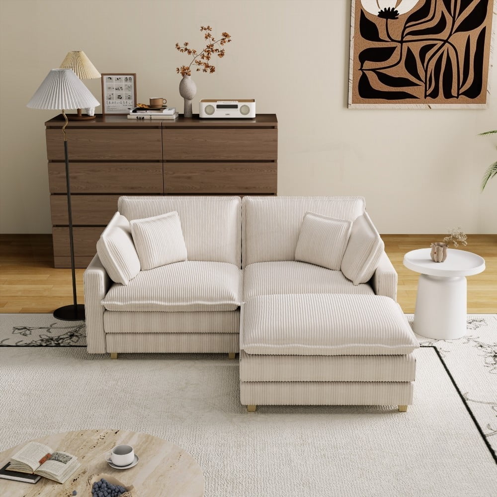 Living Room Sofa - Deep Seated Modular Sectional with 4 Pillows, L ...