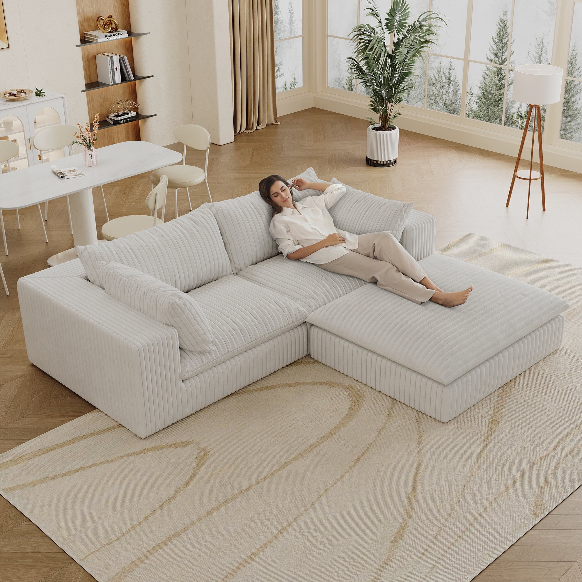 Living Room Sofas 39.8" Cloud Sofa,Corduroy Fabric,Deep Seat Couches ...