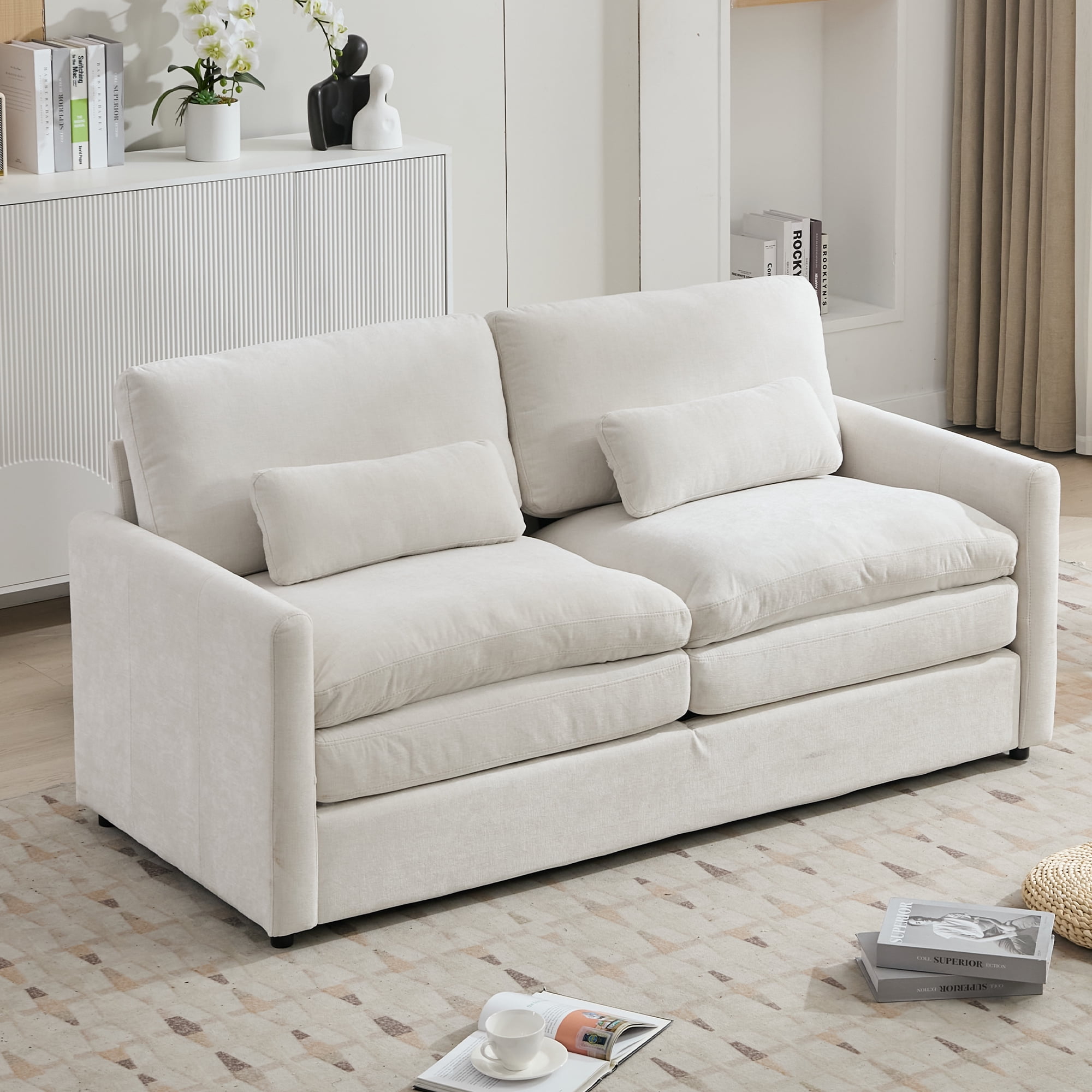Living Room Sofas 68.1" Cozy Upholstered Loveseat Sofa Oversized Comfy ...