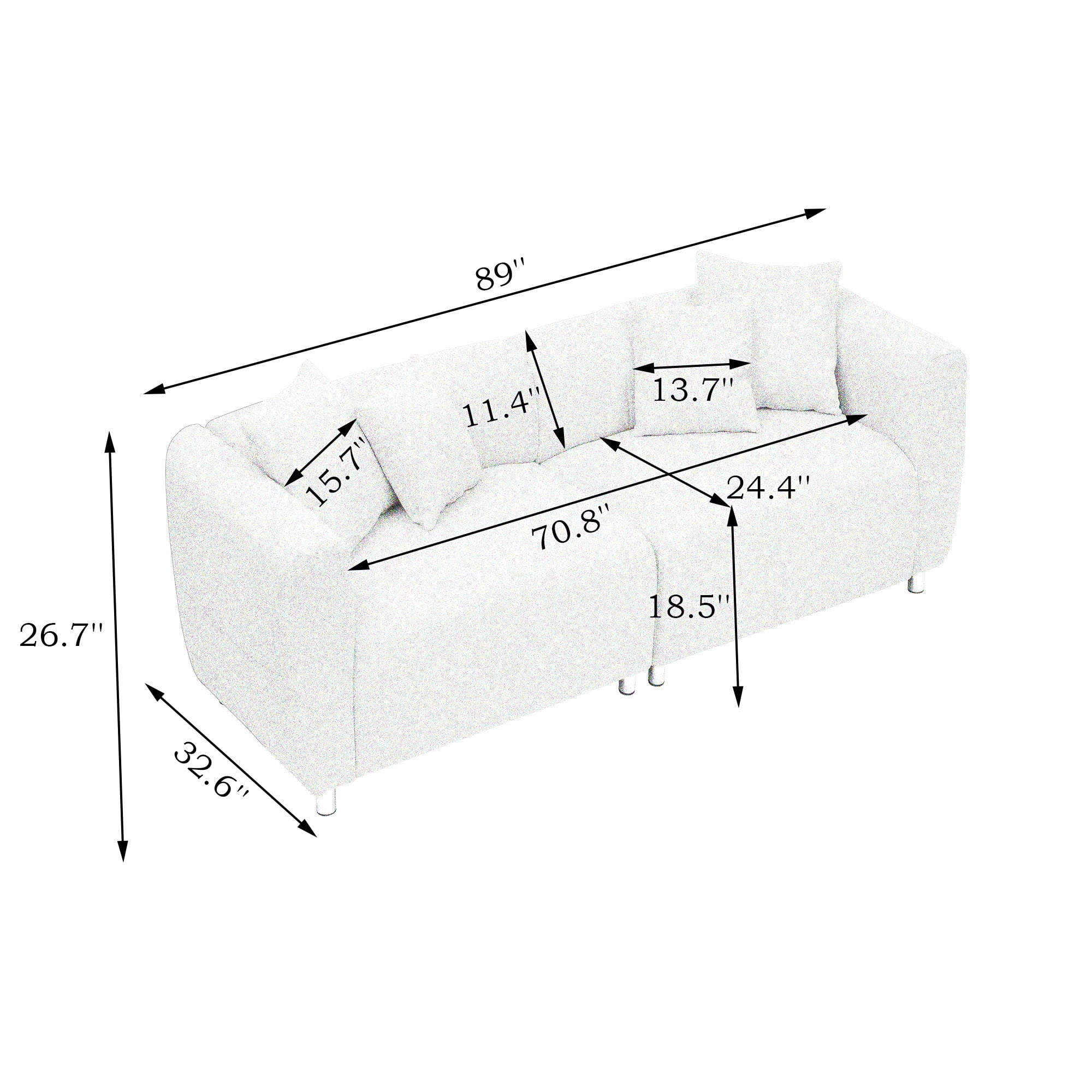 Living Room Sofas 89 inch Sofa for Living Room, Fashion Sofa with Metal ...