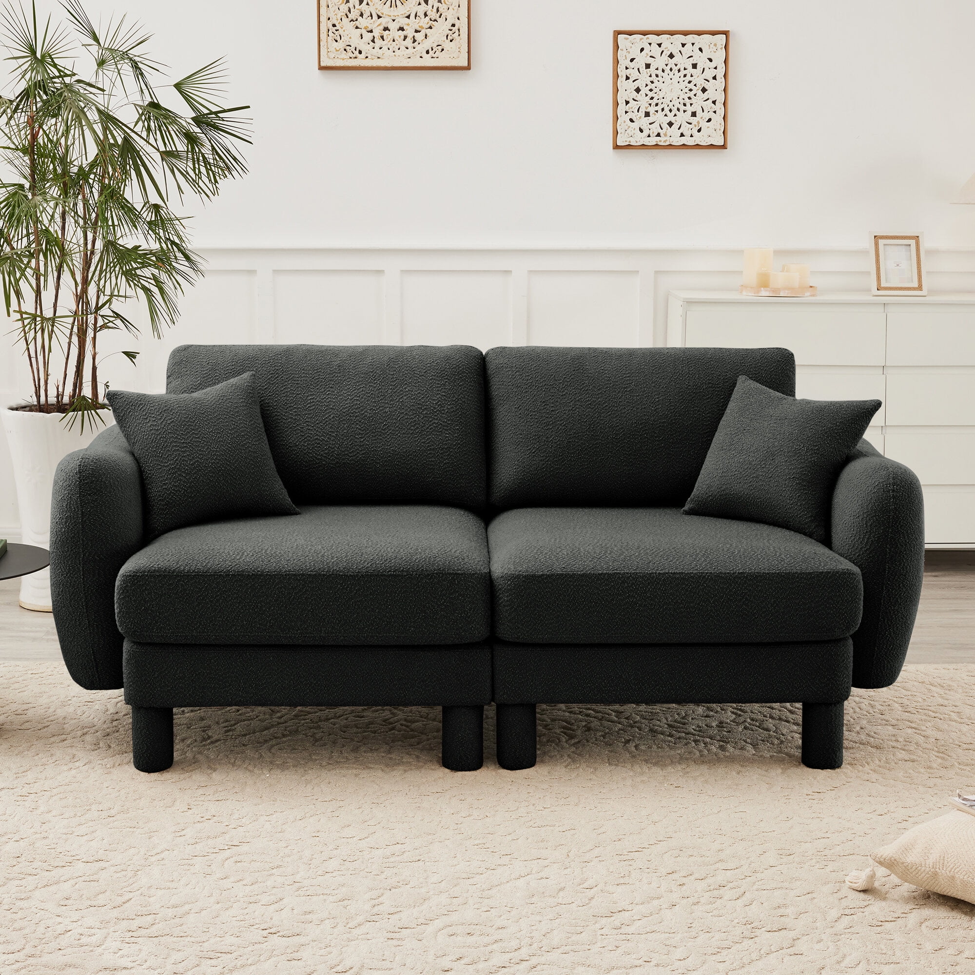 Living Room Sofas Boucle Fabric 2-seater Loveseat Sofa Couch With ...