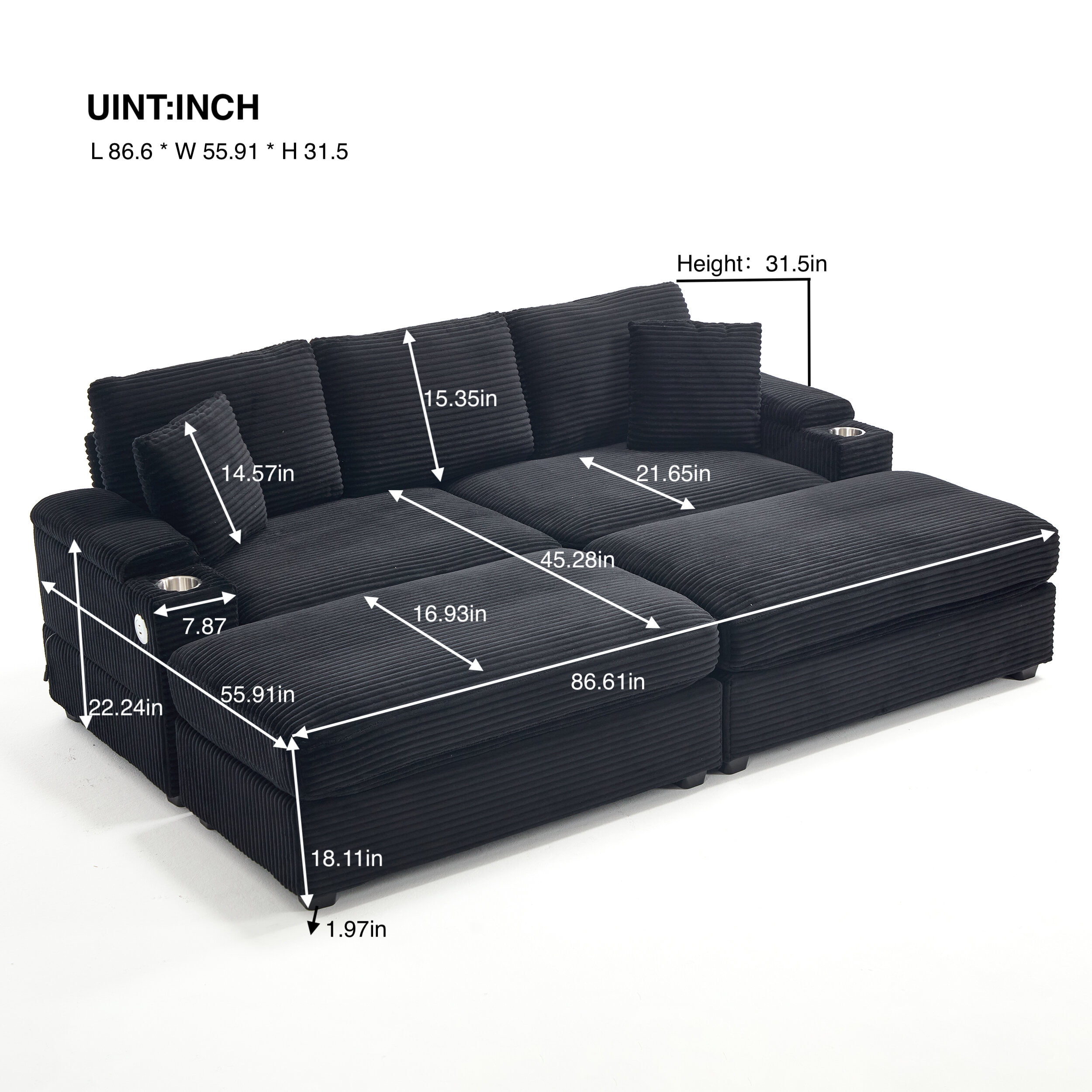 Living Room Sofas Combination Modular Convertible Sectional Sofa Bed ...