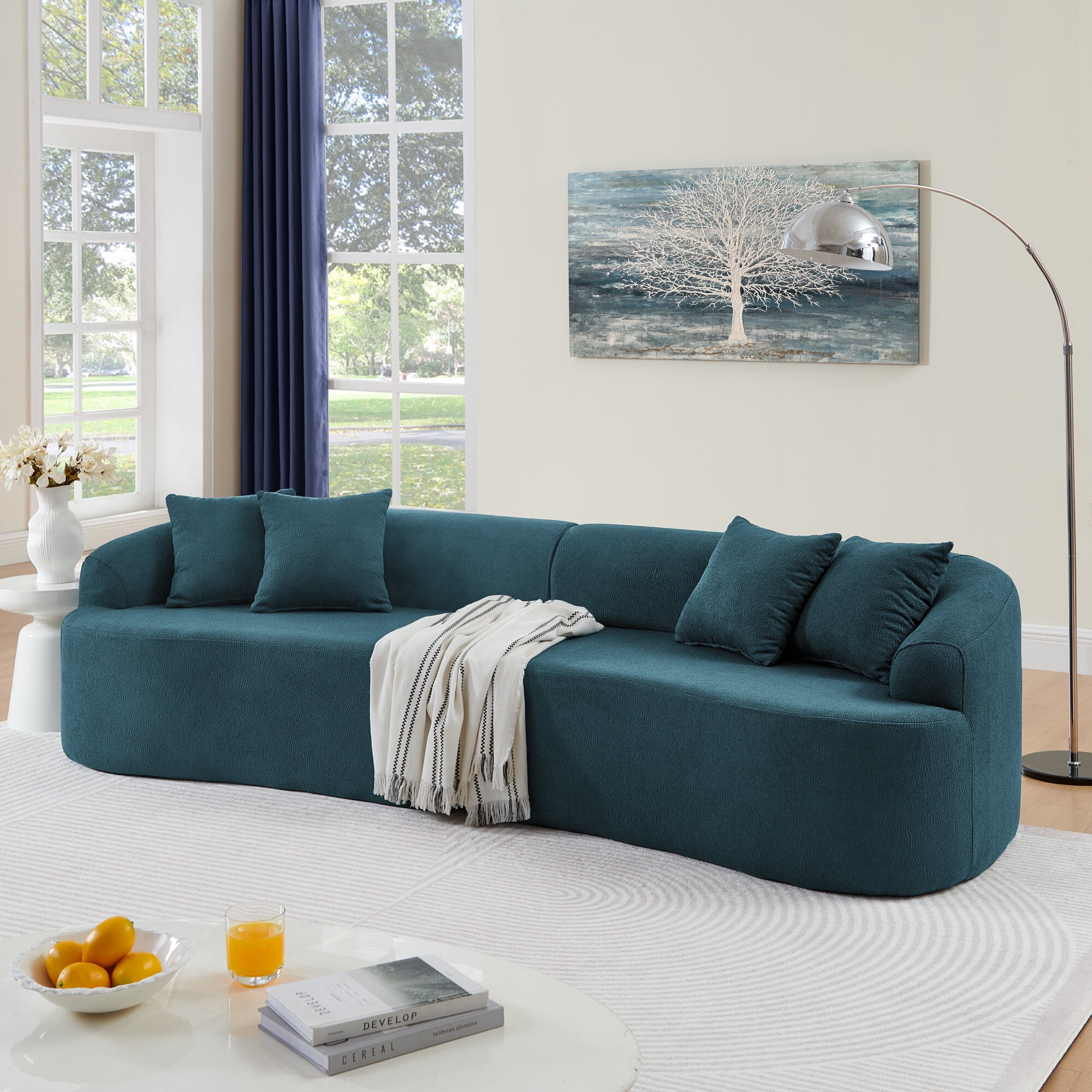 Living Room Sofas Curved Modular Sectional Sofa in Lamb's Wool Fabric ...