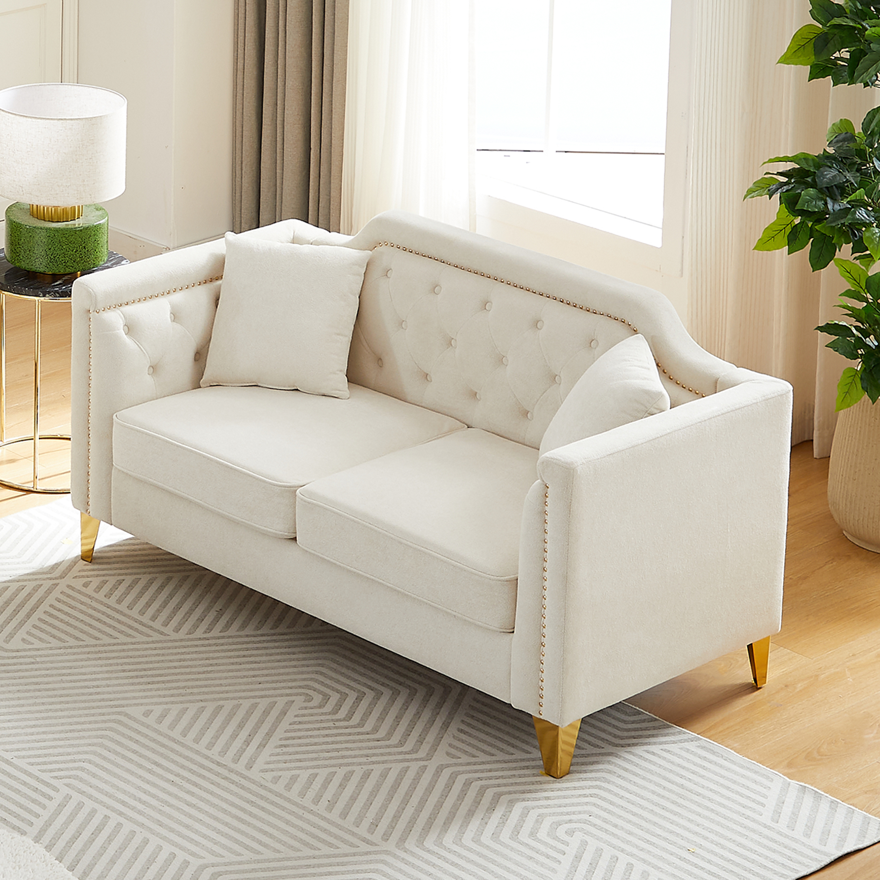 Living Room Sofas FX 61.5"Mid-century design modern sofa,Chenille Pull ...