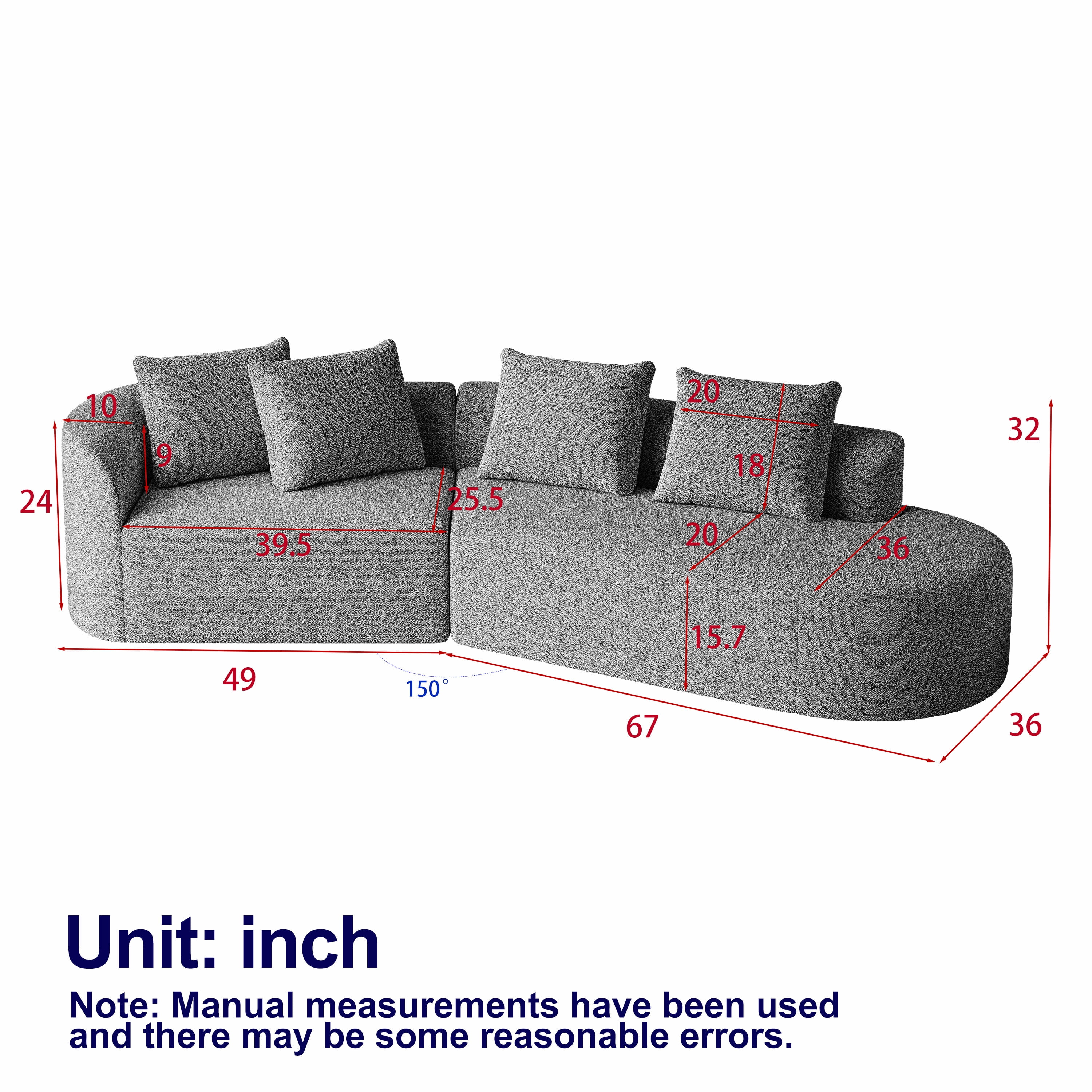 Living Room Sofas Modern Upholstered Oversized Sectional Sofa, 112-Inch ...