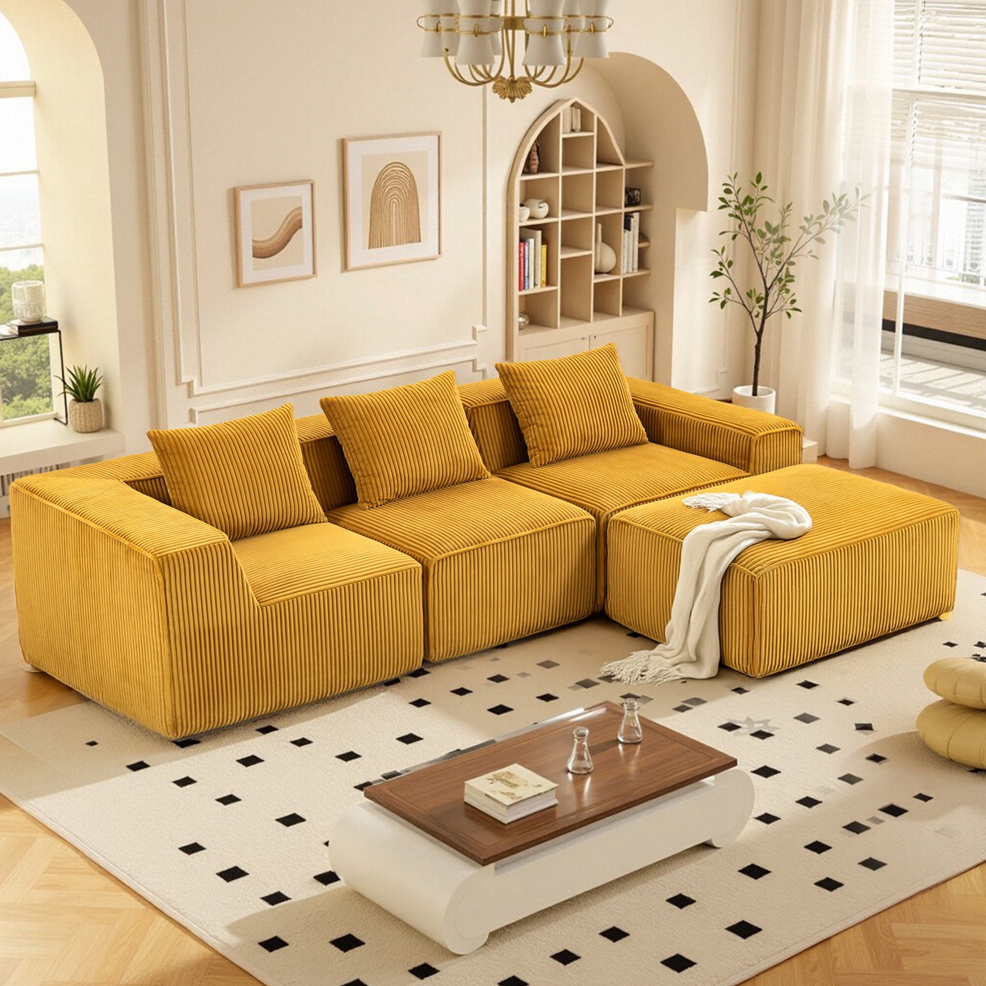 Living Room Sofas Multi person modular compression sofa that can be ...