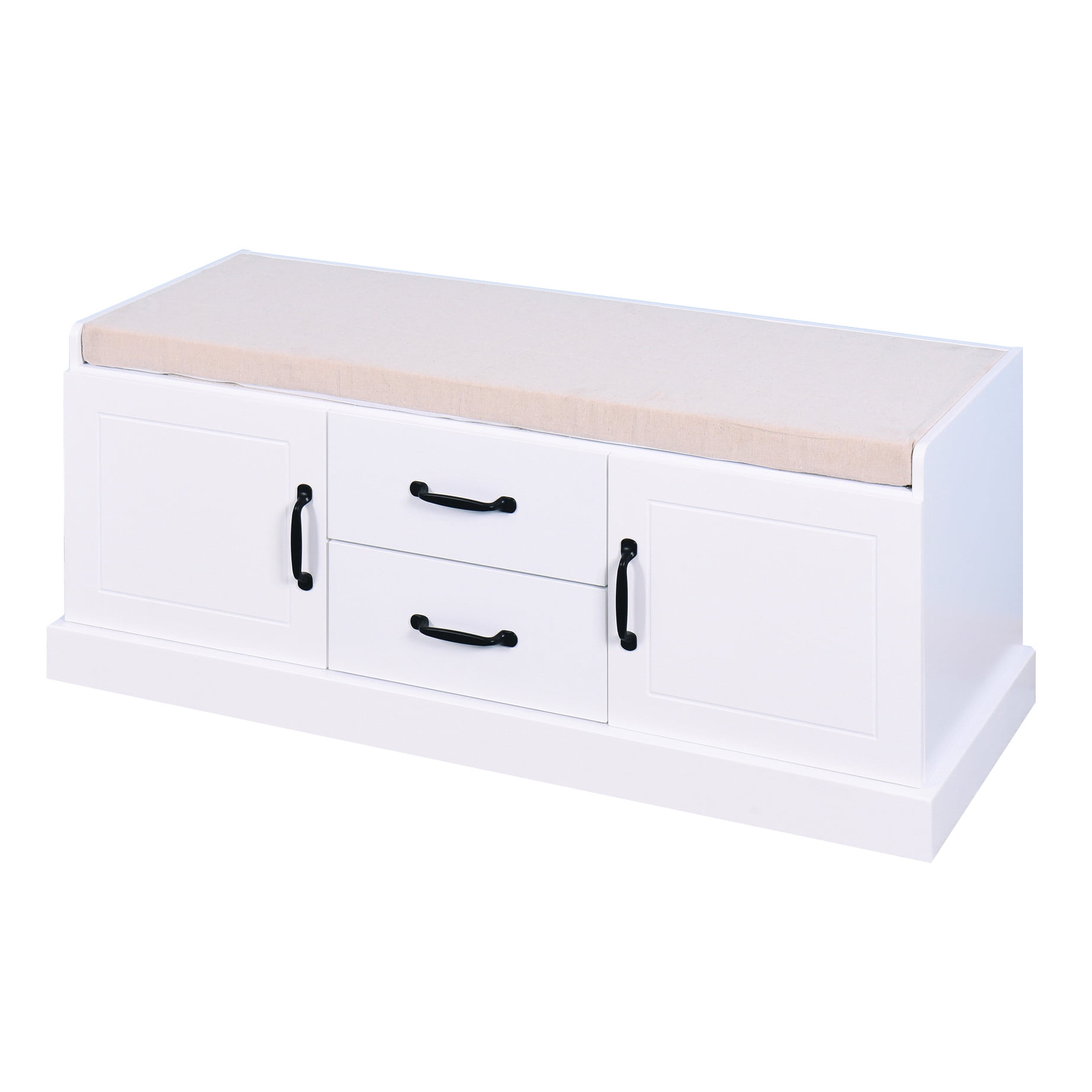Living Room Storage Bench with 2 Drawers and 2 Doors | Keep Items Neat ...