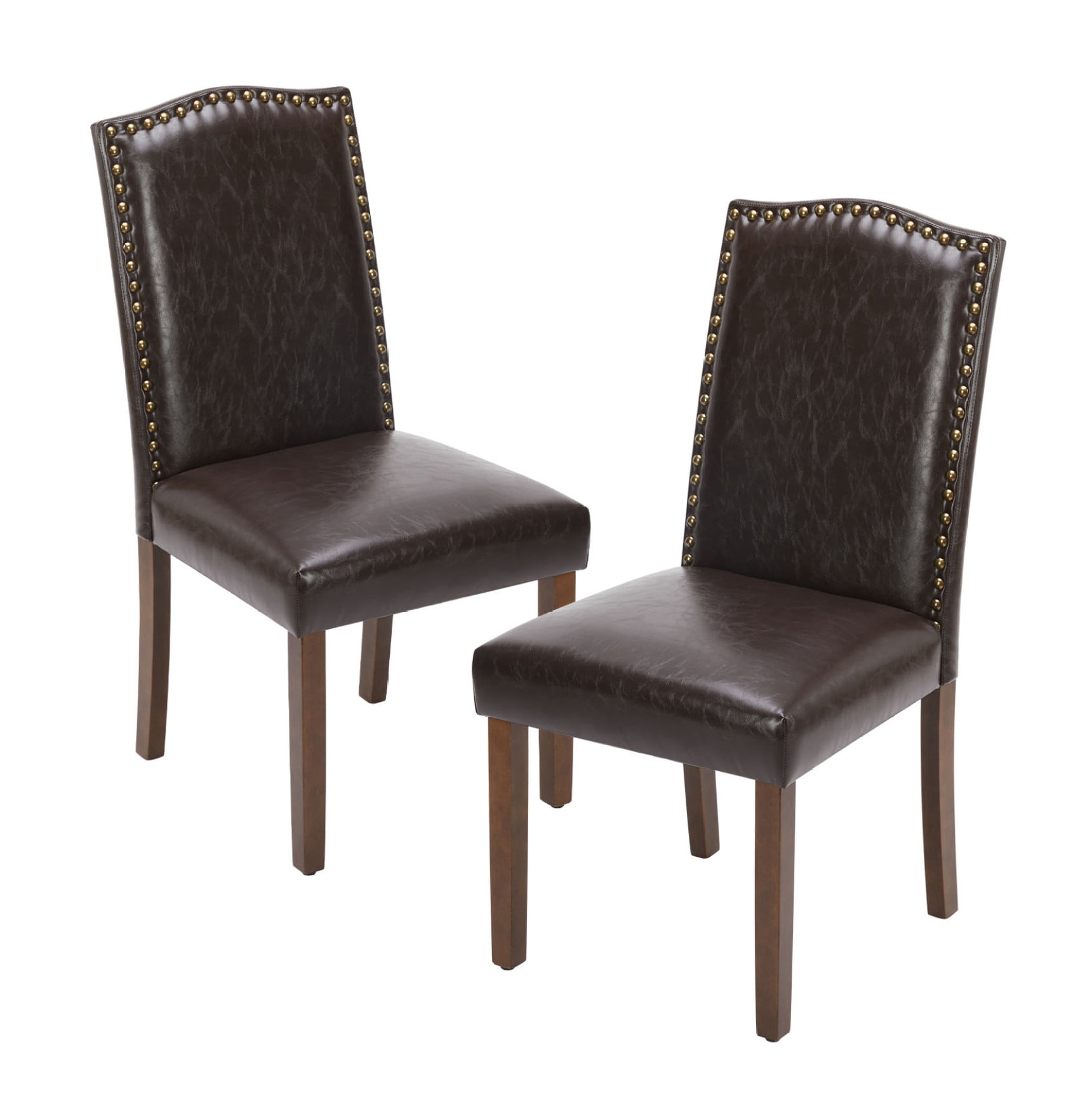 Living Room, Upholstered Leather Dining, Parsons Nailhead Trim and Wood ...
