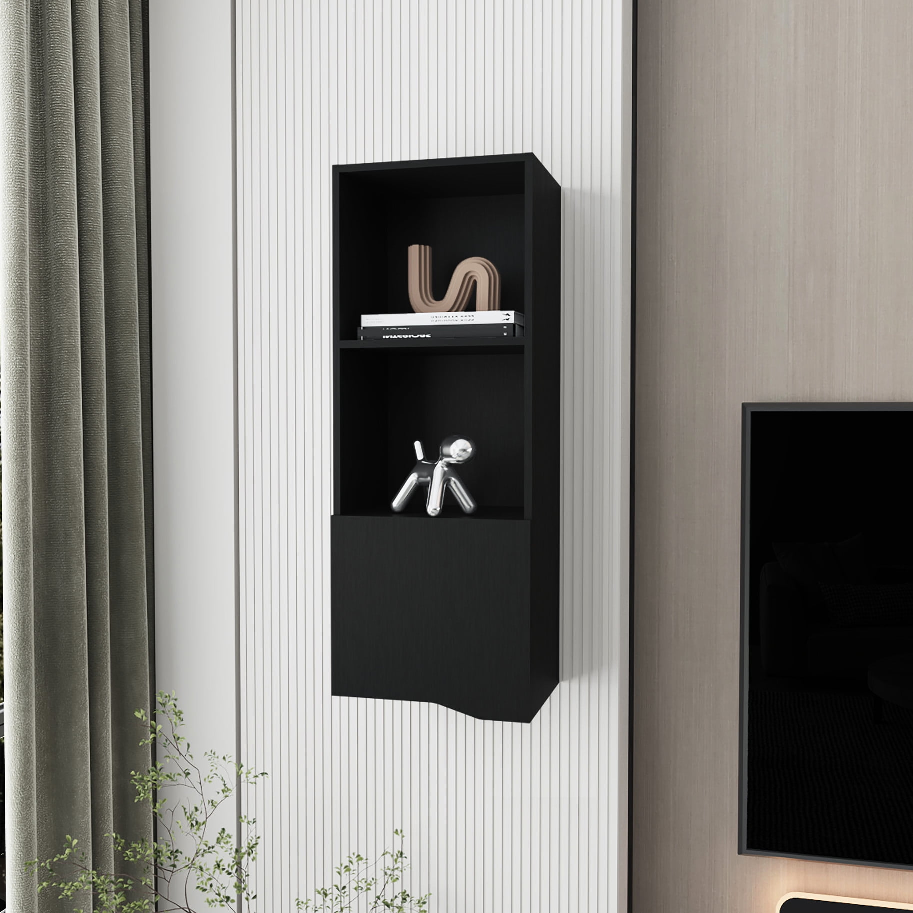 Living Room Wall Cabinet In Black - Functional And Modern Design ...