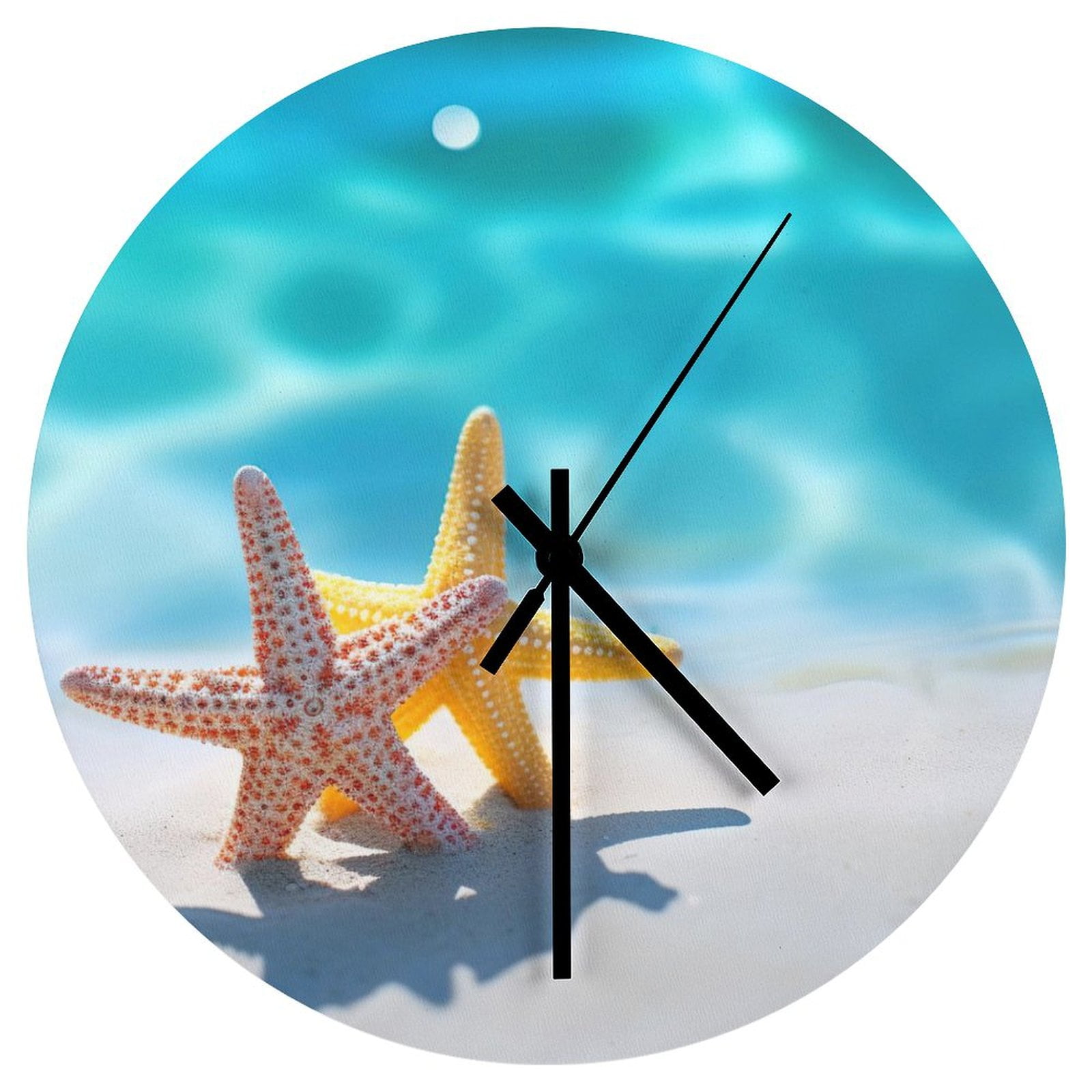 Living Room Wall Clock Beach Star Sea star Clocks 12 inch Silent Wooden ...