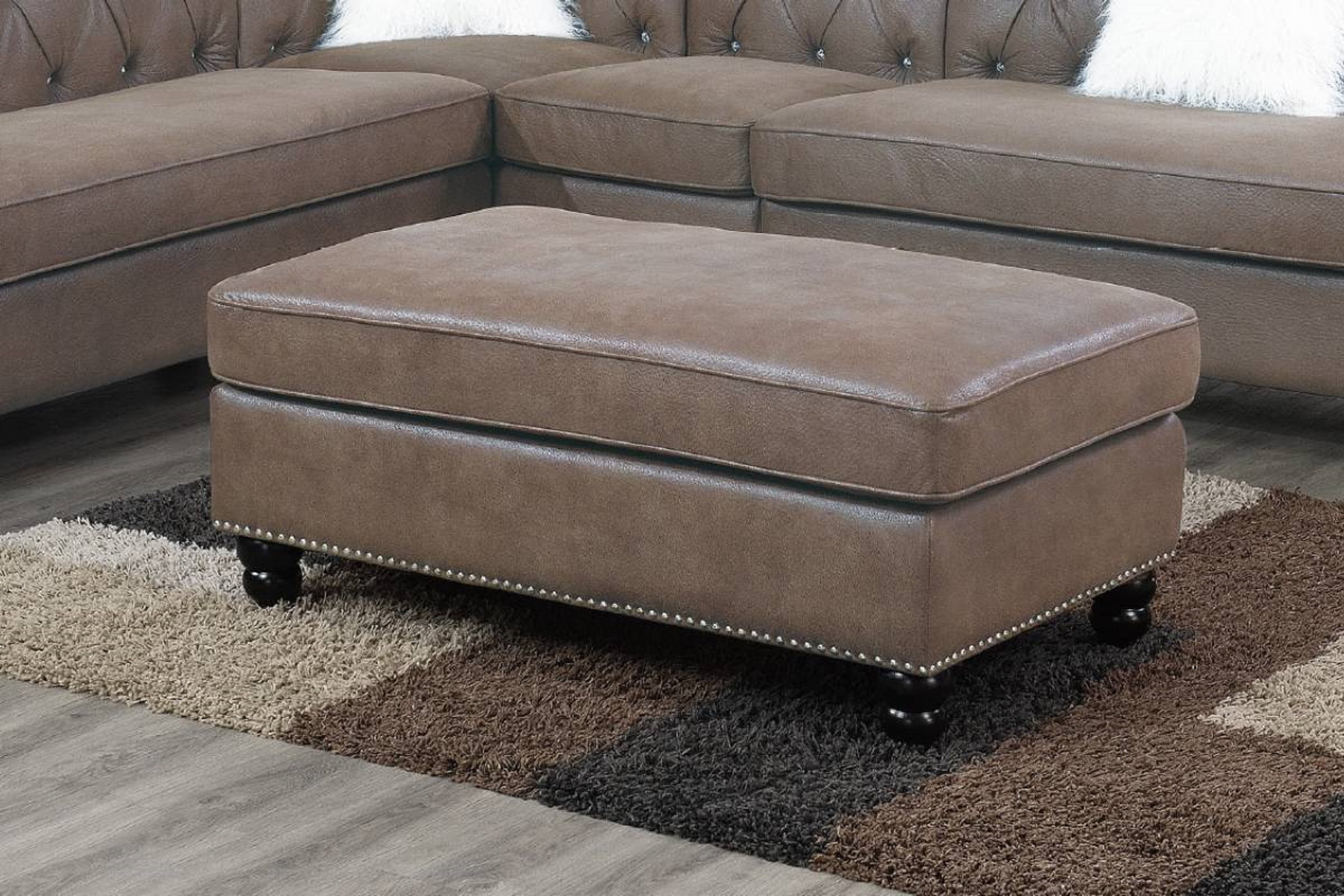 Living Room Xl- Cocktail Ottoman Dark Coffee Leatherette Accent ...