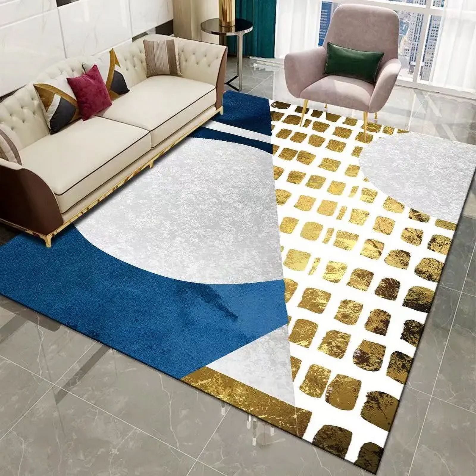 Living Room ration Golden Carpets Simple Geometric Large Carpet Light ...