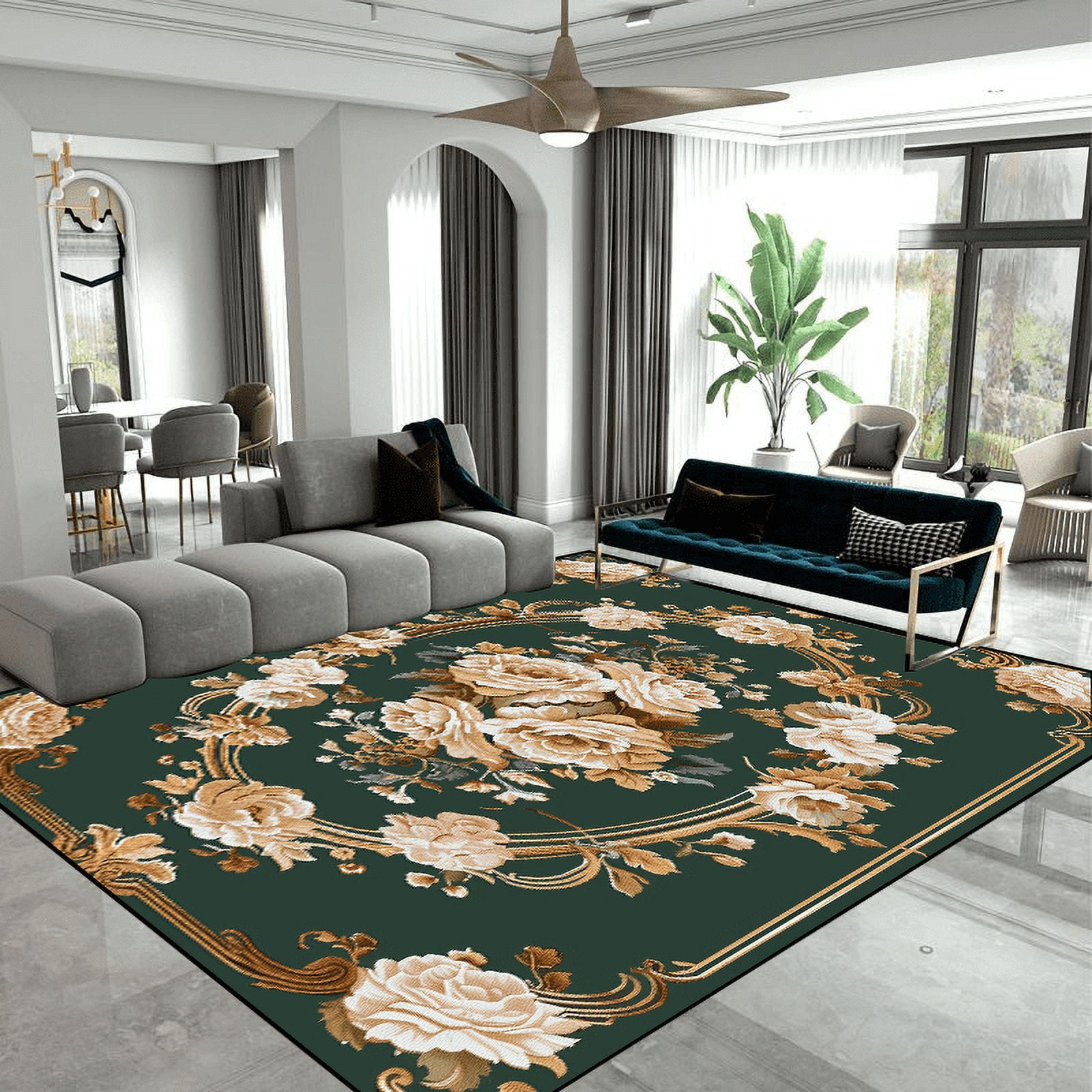 Living Room ration Retro Carpets European Style Flower Floor Mat Hotel ...