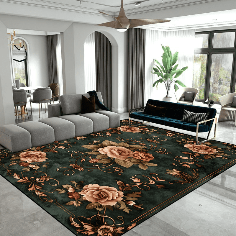 Living Room ration Retro Carpets European Style Flower Floor Mat Hotel ...