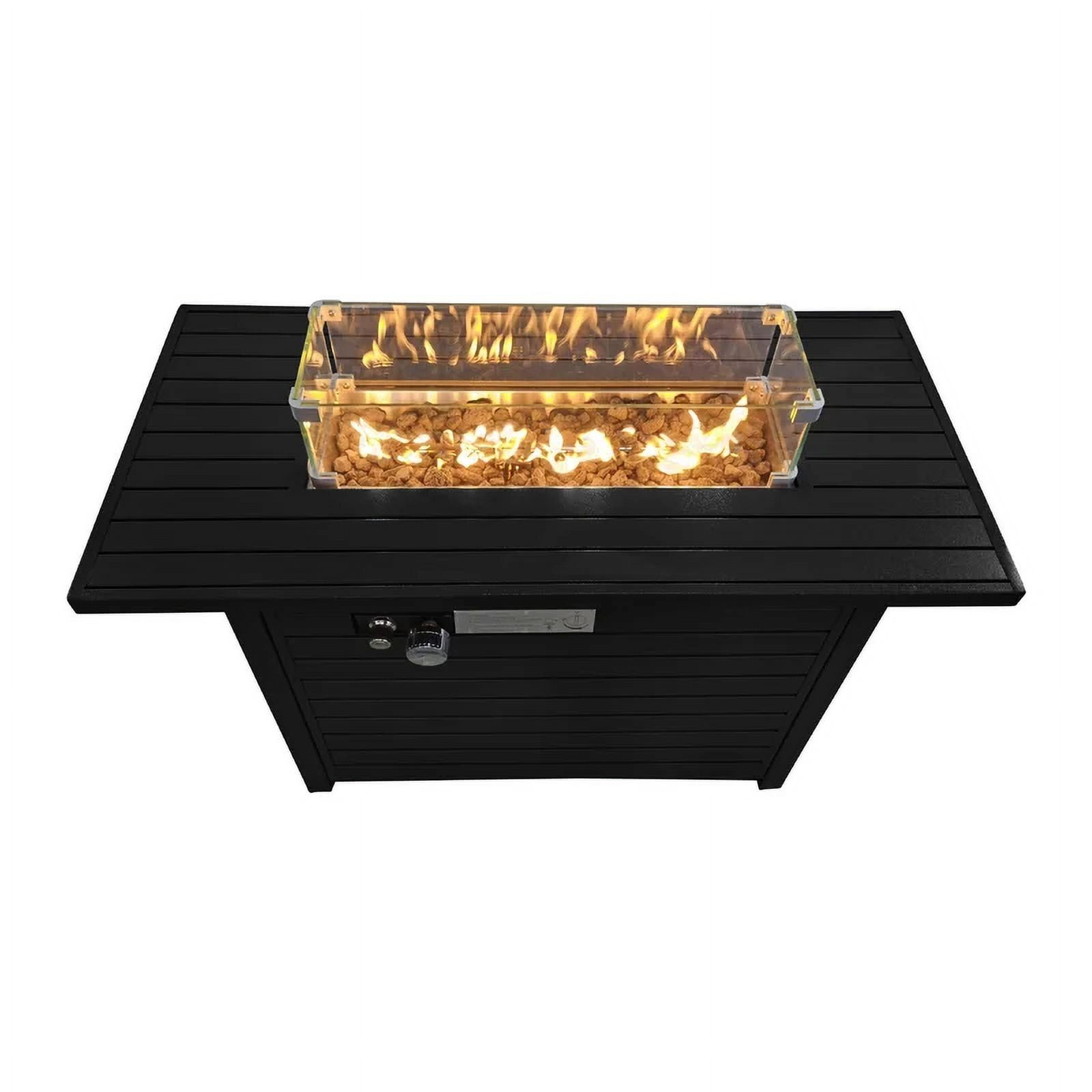 Living Source 25'' H x 42'' W Steel Propane Outdoor Fire Pit Table with Lid - Walmart.com