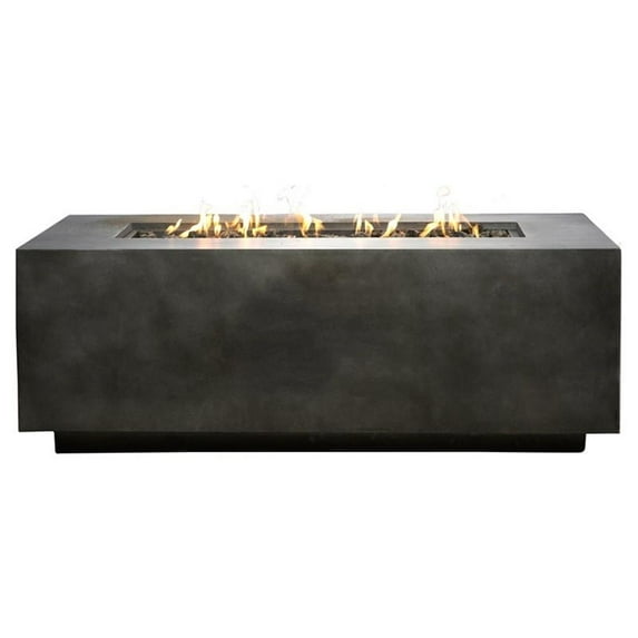 Living Source International Concrete Propane Fire Pit Table in Charcoal ...