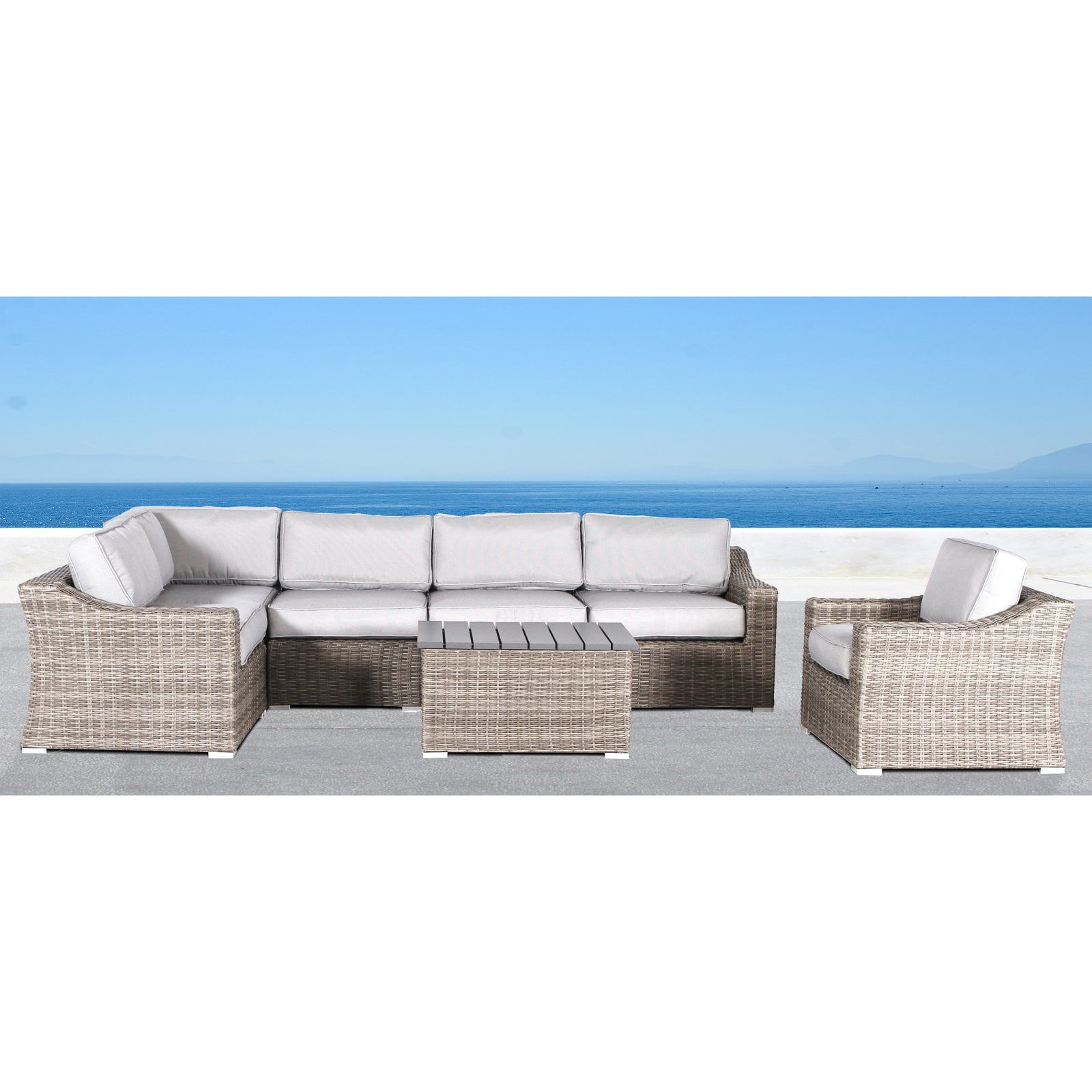 Living Source International Marina Wicker 7 Piece Patio Corner ...