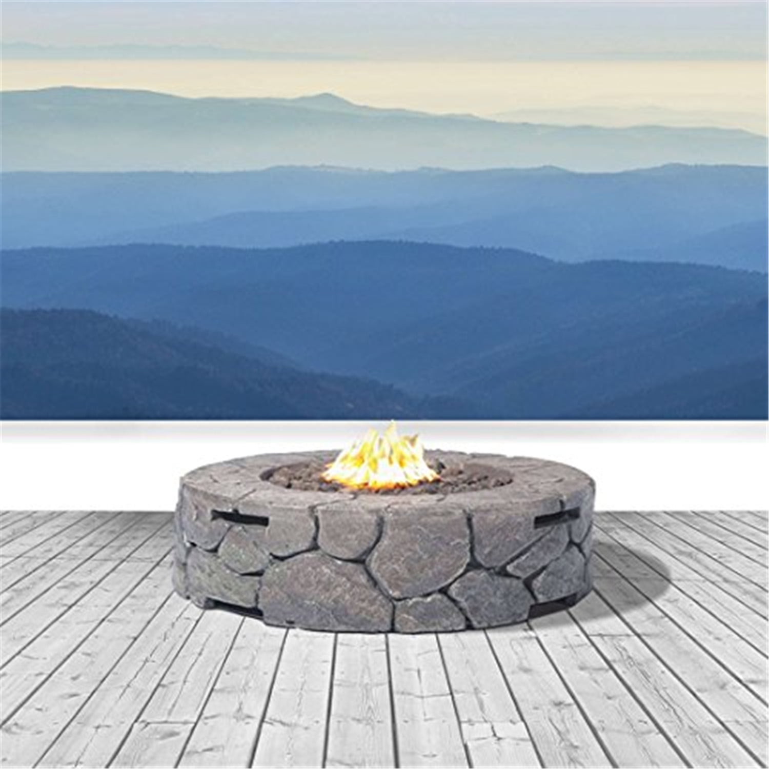 Living Source International Modern Concrete Propane Fire Pit in ...