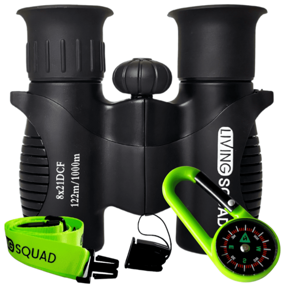 Living Squad Kids Binoculars 8x21 Black - Kids Age 3-12, Shock Proof ...