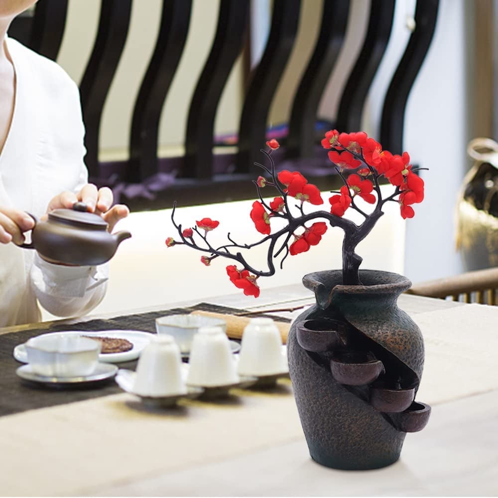 Living Tabletop Water Fountain Indoor Waterfalls with Automatic Pump ...