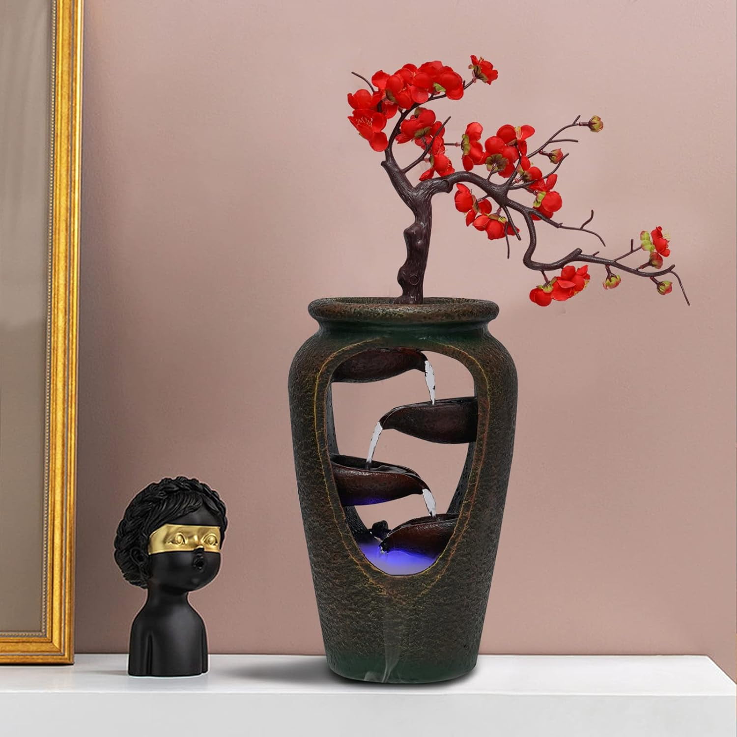 Living Tabletop Water Fountain Indoor Waterfalls with Automatic Pump ...