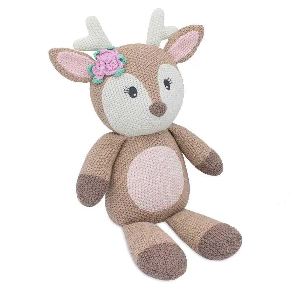Living Textiles Plush Knit Fiora Fawn, Deer Baby Toy w/Rattle Stuffed ...