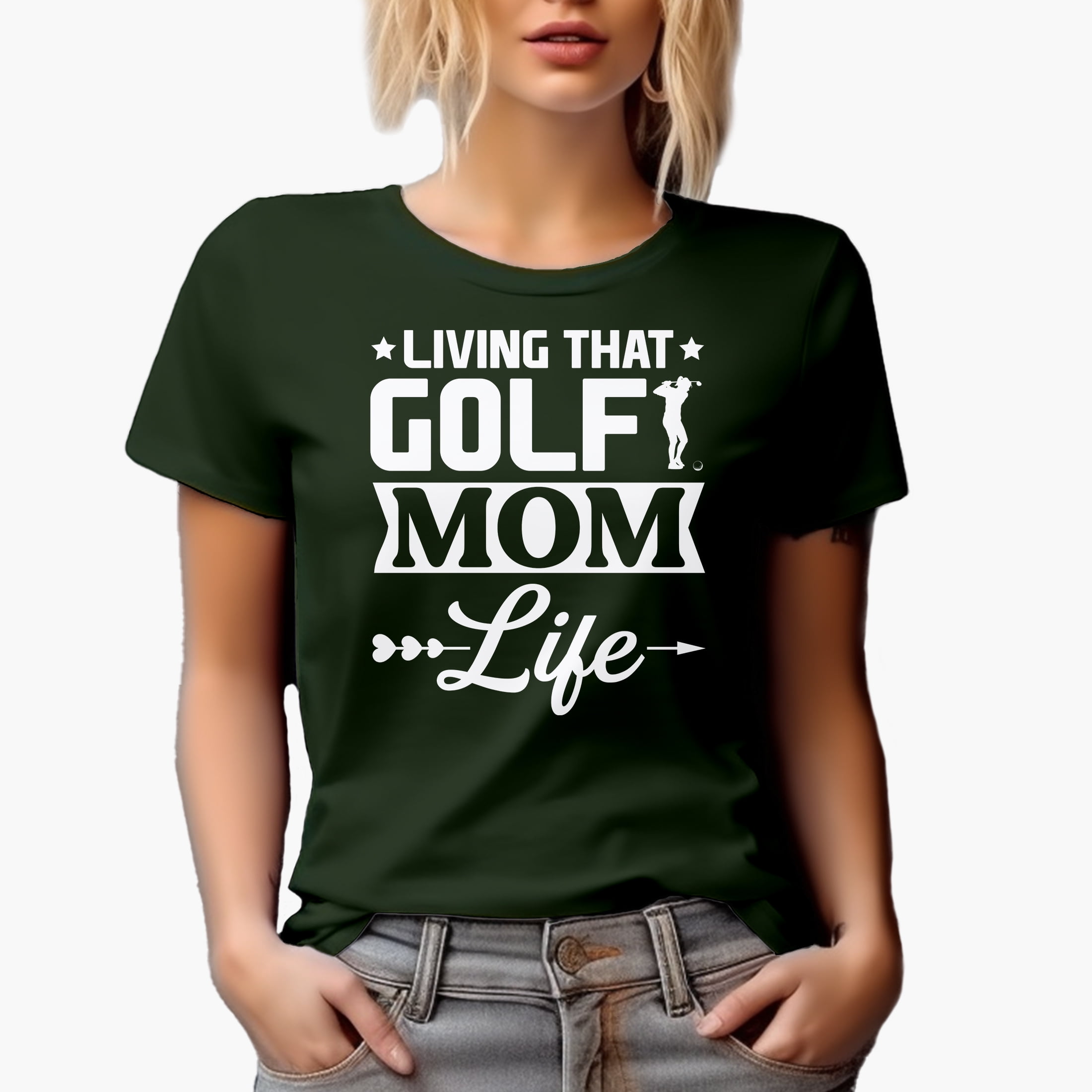 Living That Golf Mom Life Quote with a Swinging Woman or Female Golf ...