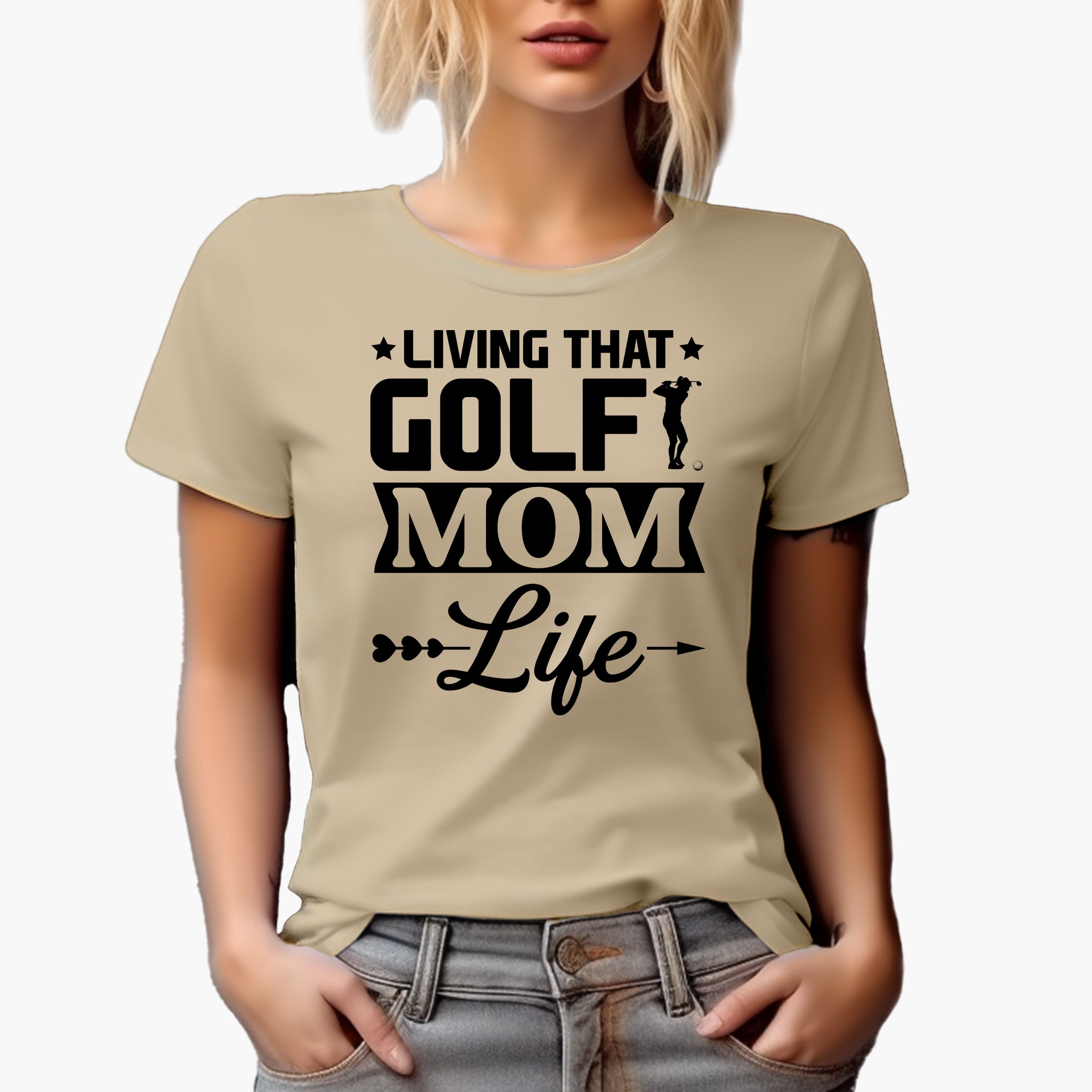 Living That Golf Mom Life with a Swinging Woman Golf Player, Golfing or ...