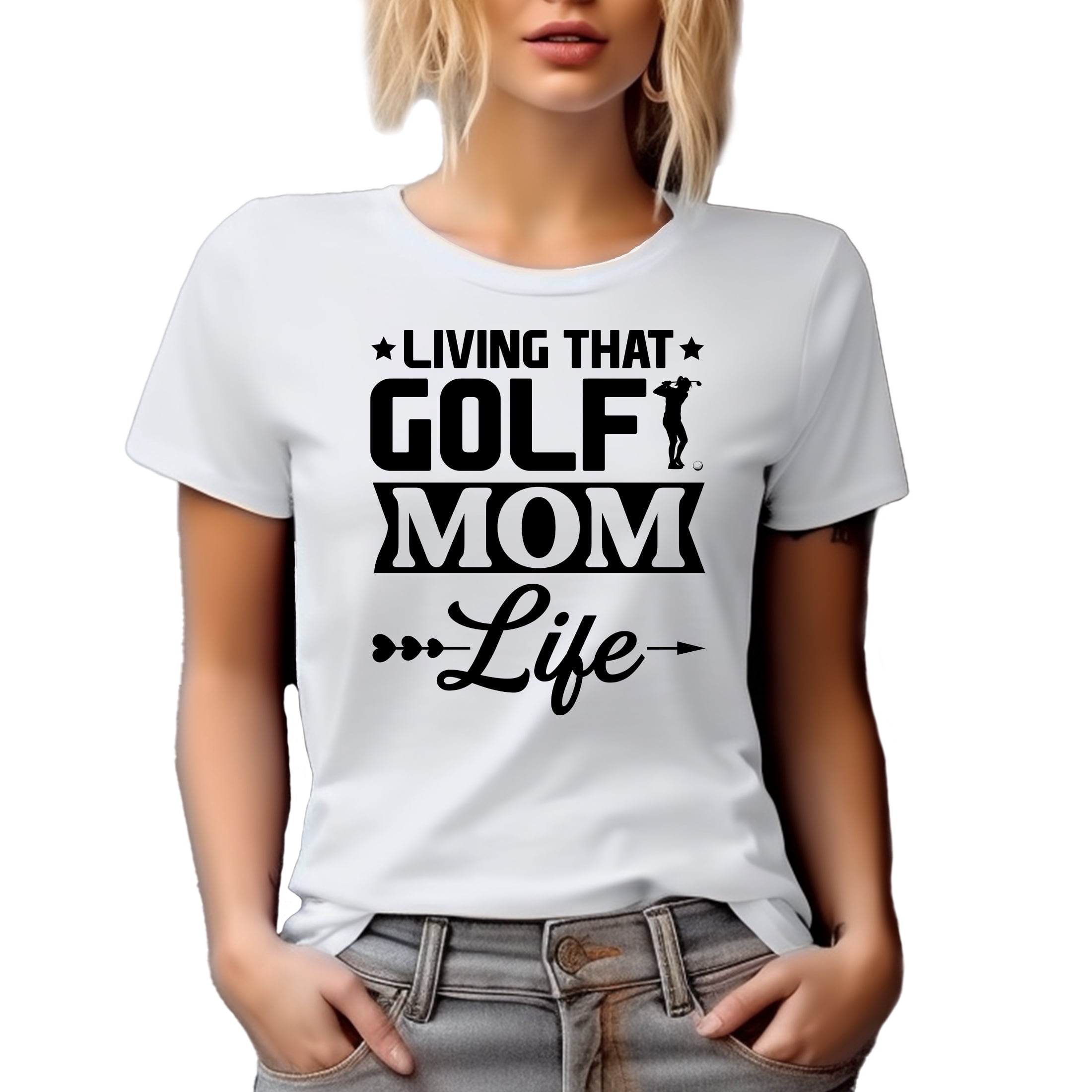 Living That Golf Mom Life with a Swinging Woman Golf Player, Golfing or ...