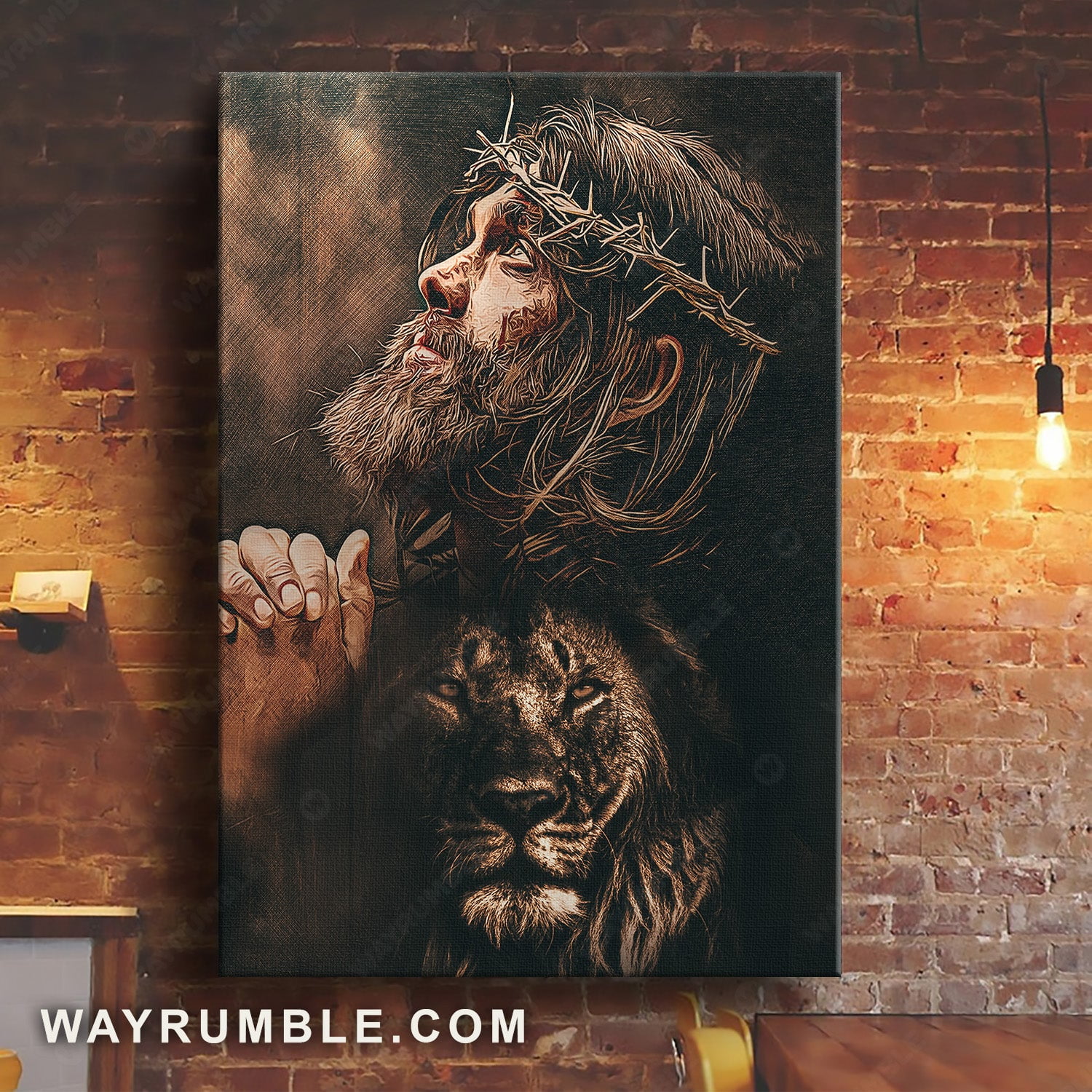 Living room artwork, Jesus painting, Lion of Judah, Crown of thorn ...