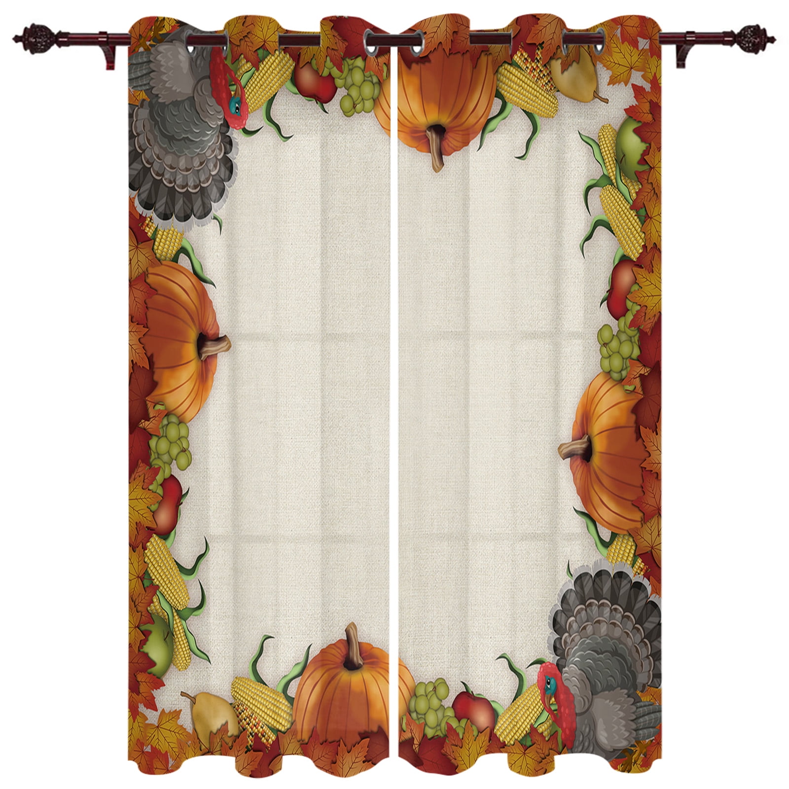 Living room curtains Kitchen Tropical Plants Parrot 2 panels set ...