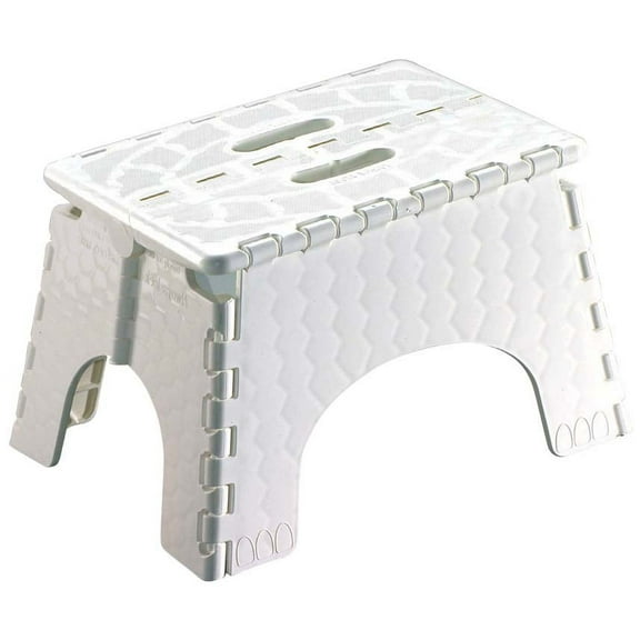 B & R Plastics, Folding Step Stool, 9" E-Z Foldz, White - Walmart.com
