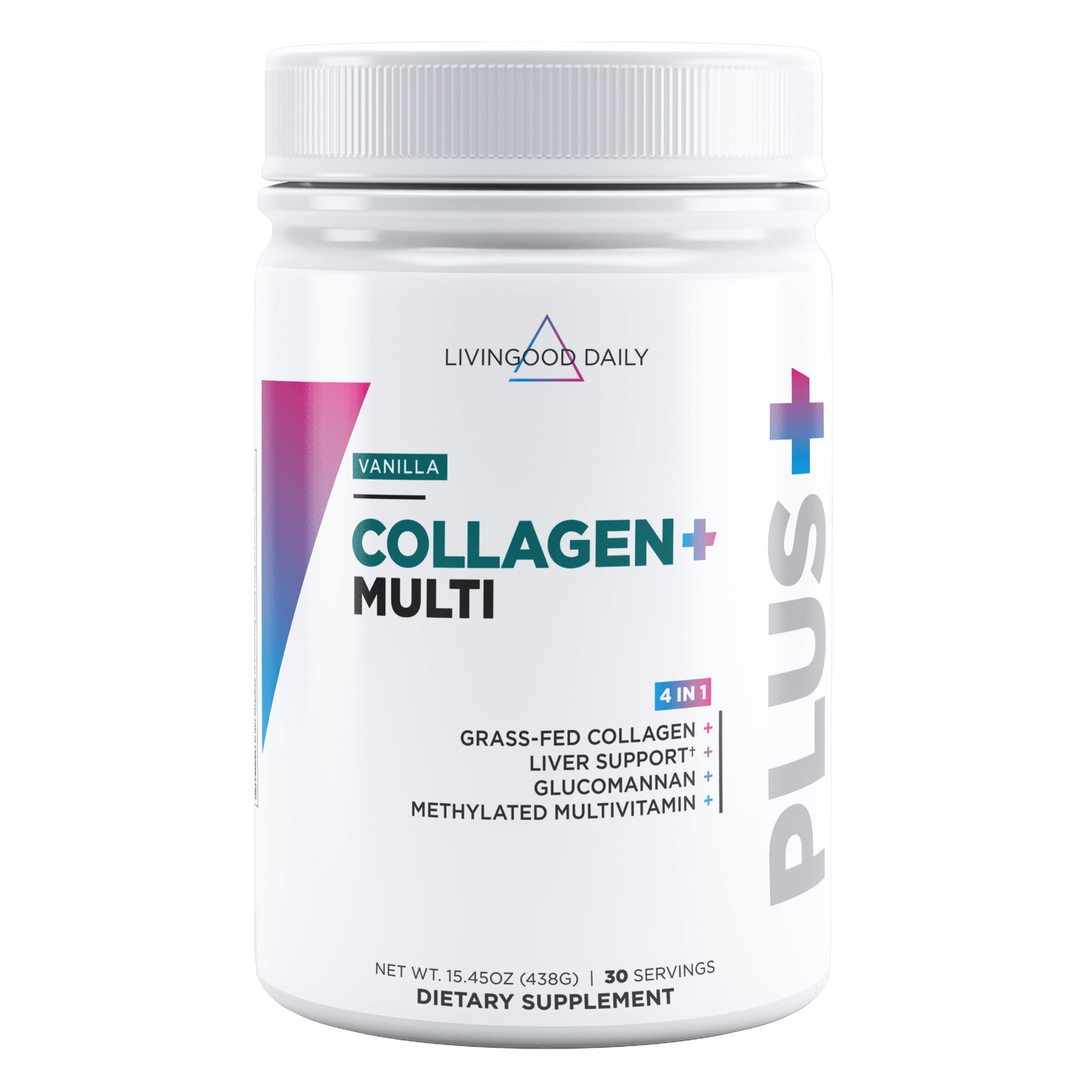 Livingood Daily Collagen Peptides Powder + Multi Vitamins, Protein for ...