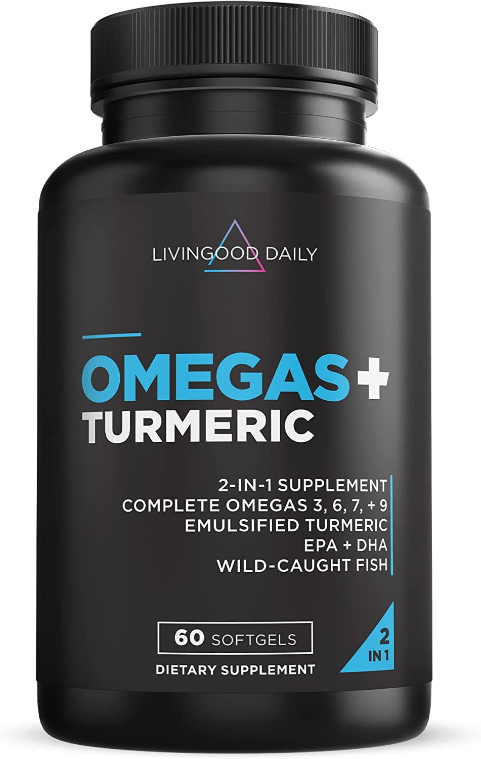 Livingood Daily Omegas + Turmeric, 60 Softgels - EPA DHA Omega 3 6 7 9 ...