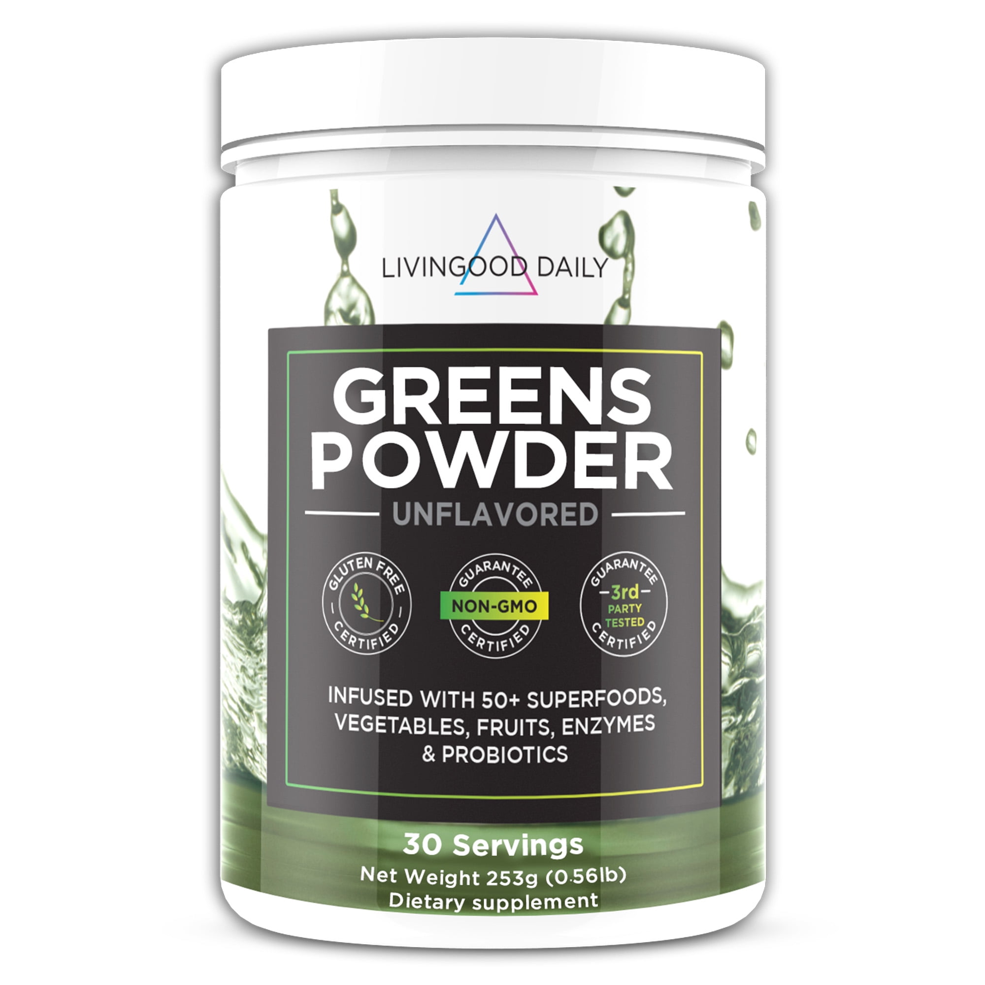 Livingood Daily Super Greens Powder Unflavored - Green Superfood Powder ...