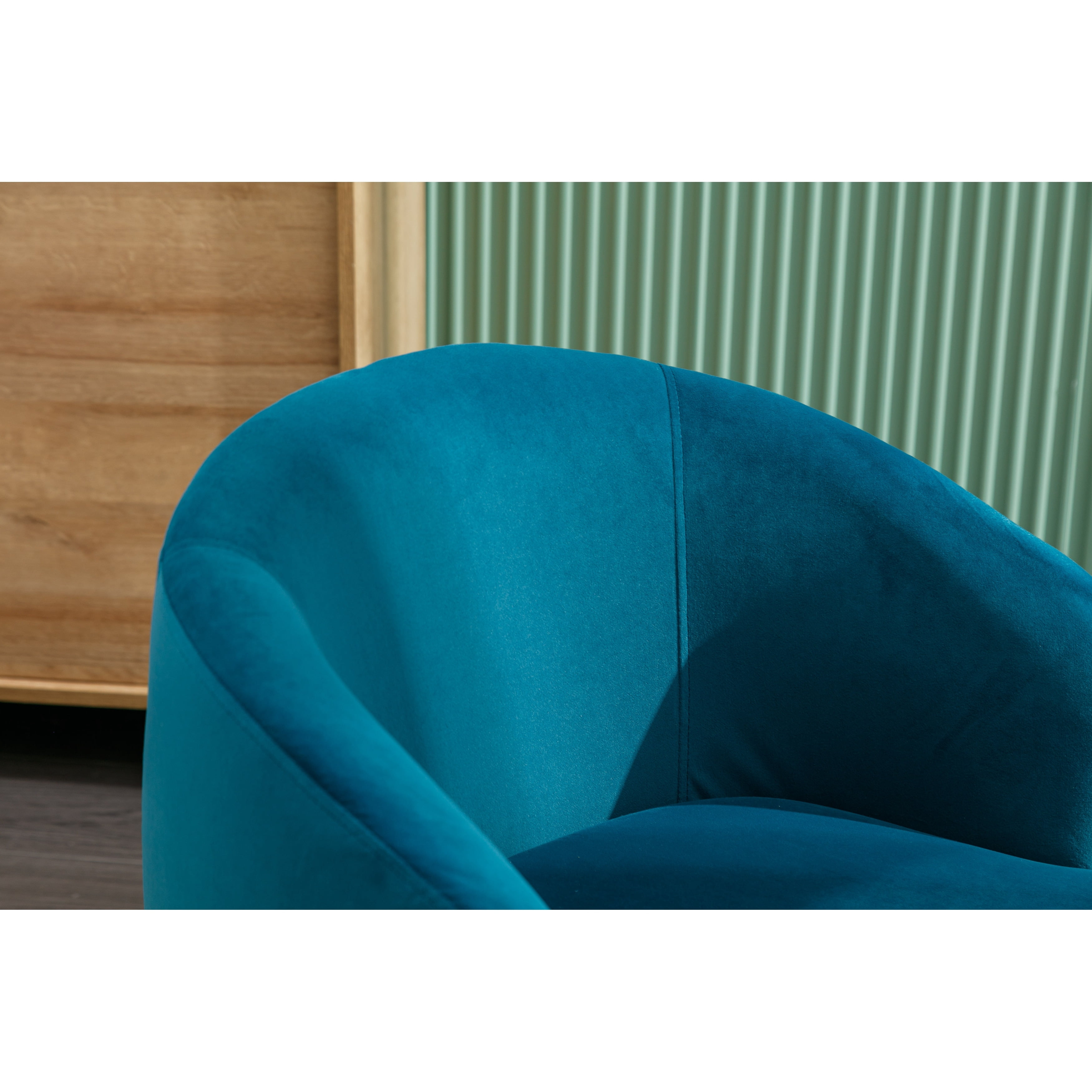 Livingroom Soft Velvet Fabric 360° Swivel Round Barrel Chair Accent ...