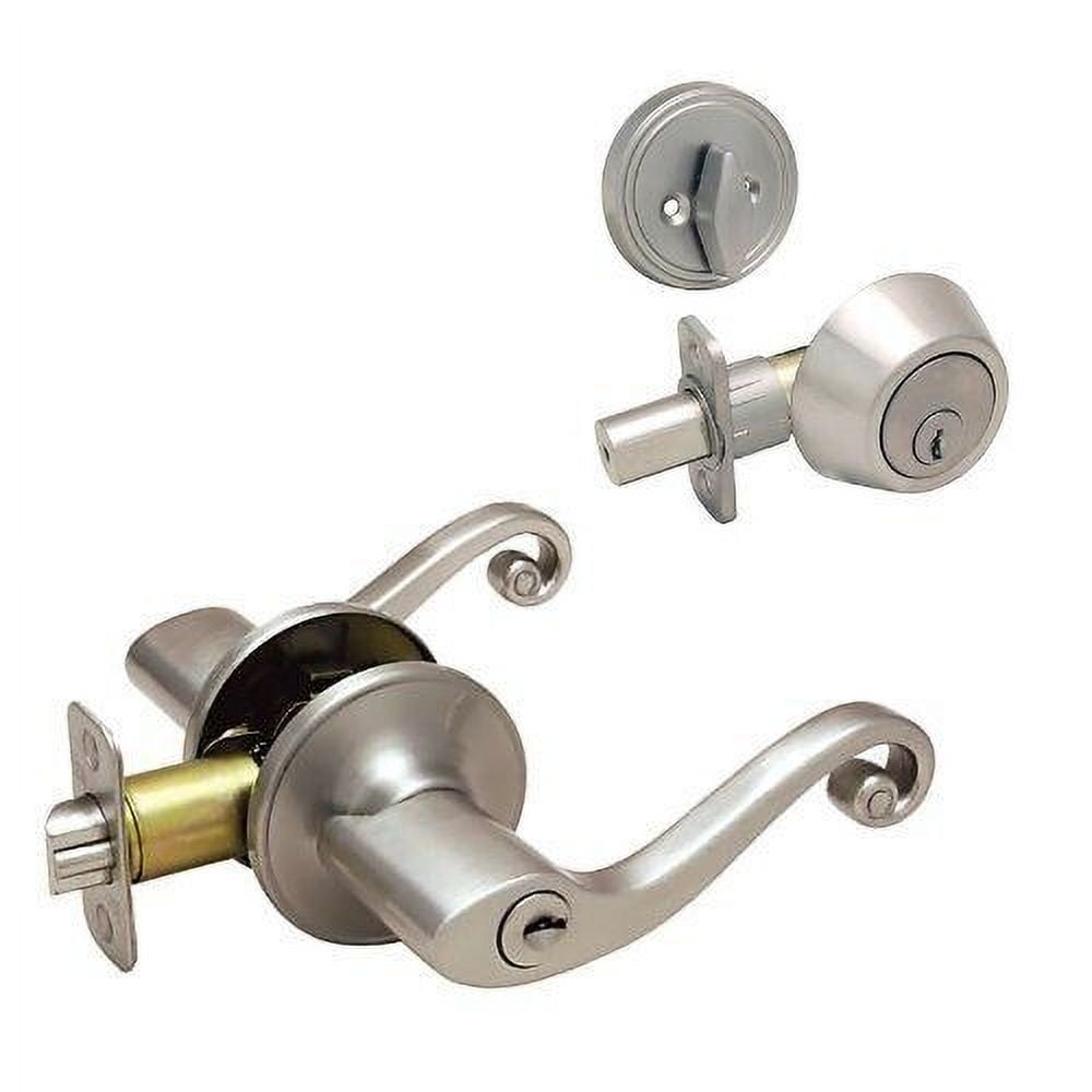 Livingston Satin Nickel Combo Entry Lever / Deadbolt - Walmart.com