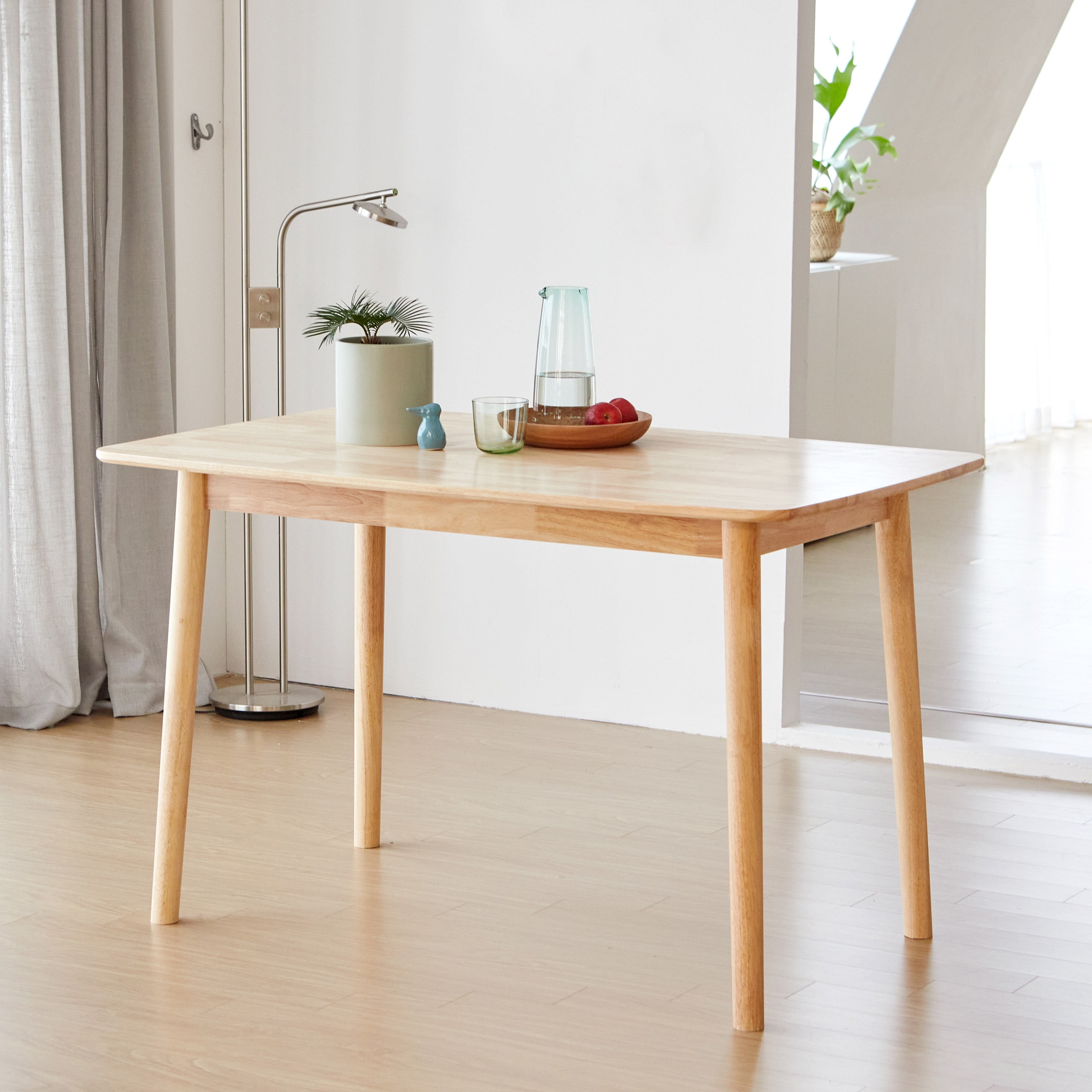Livinia Aslan 47", Mid-Century Malaysian Oak Wooden Table, Modern ...